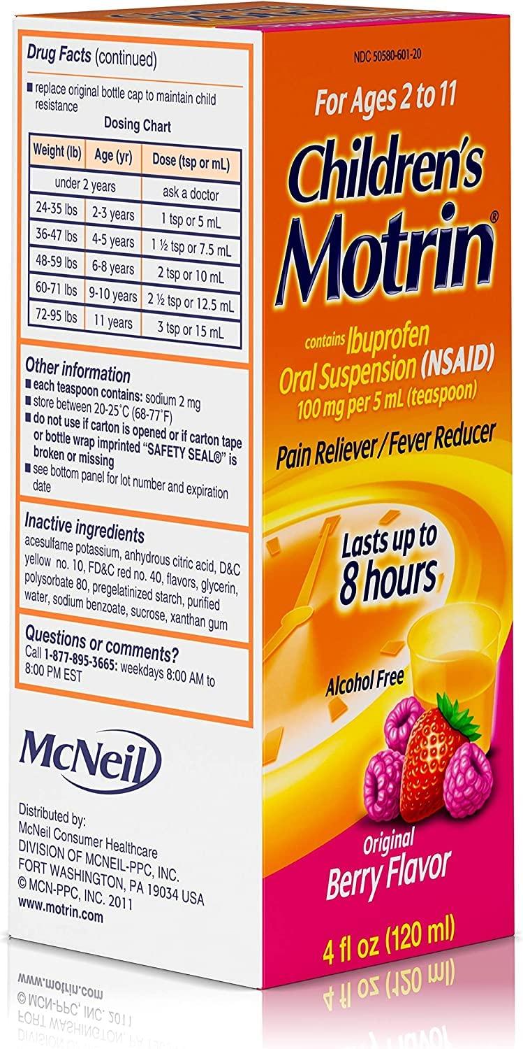 Motrin Children's Berry Liquid 4 fl oz - Pack of 6