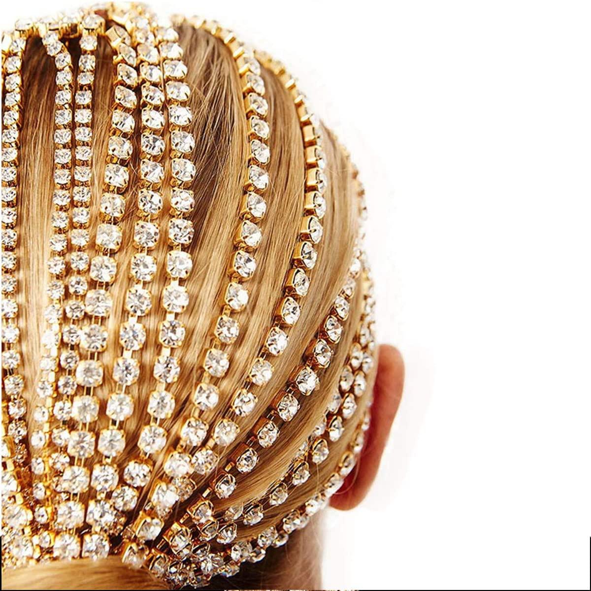 STONEFANS Gold Rhinestone Hair Chain Jewelry for Women - Bridal Wedding ...
