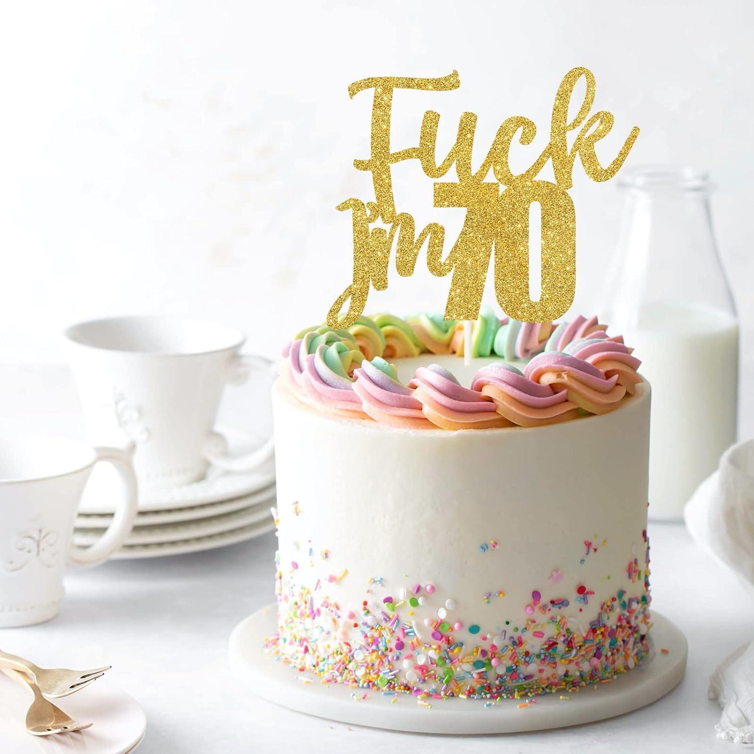 I'm 70 Cake Topper - Gold Glitter Happy 70th Birthday Cake Decorations ...