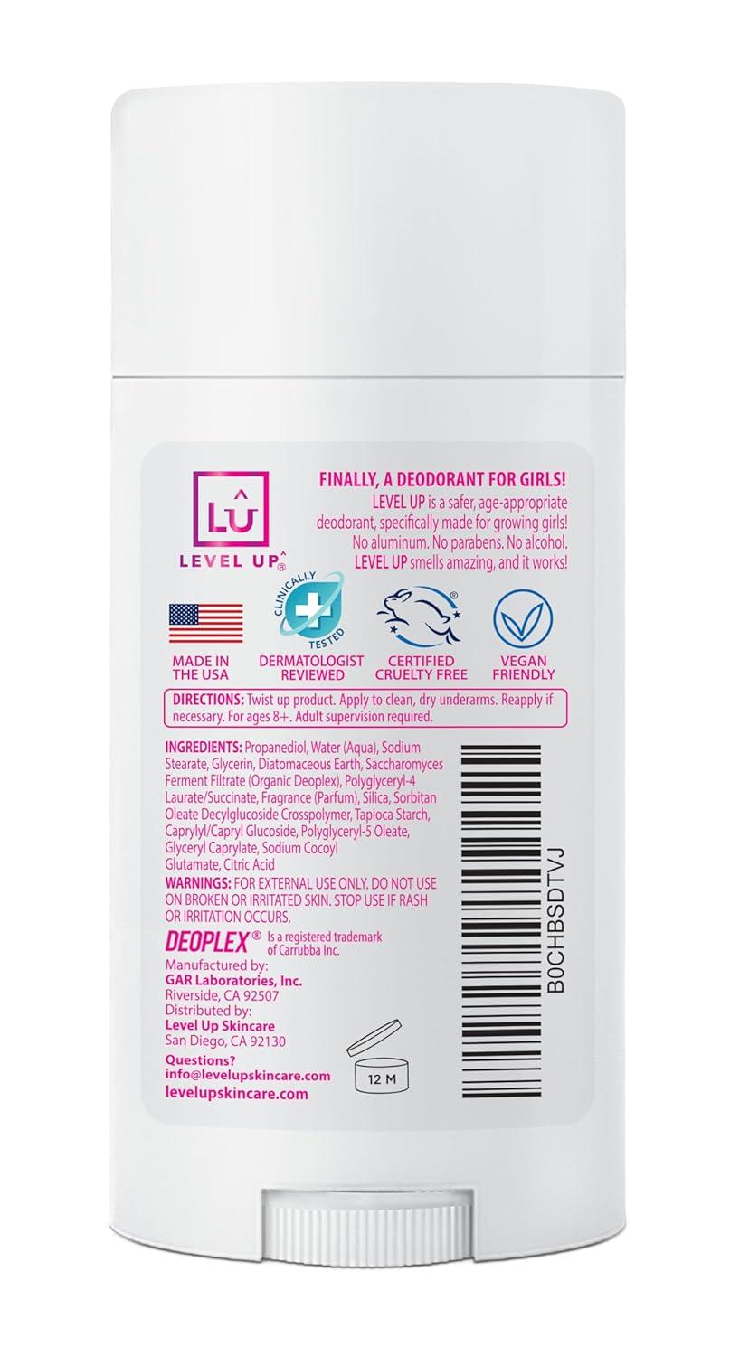 Level Up Girls Deodorant - Aluminum-Free 24 Hr Odor Protection for Kids ...