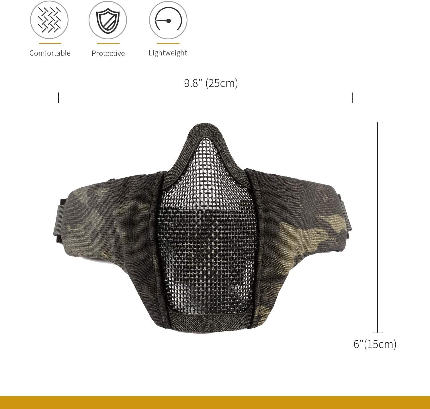 OneTigris Foldable Half Face Mesh Mask - Adjustable Tactical Lower Face ...