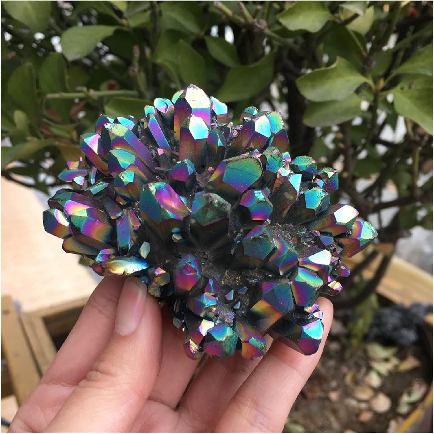 213g Natural Metal Colour Angel Crystal Cluster Titanium Coating Angel ...
