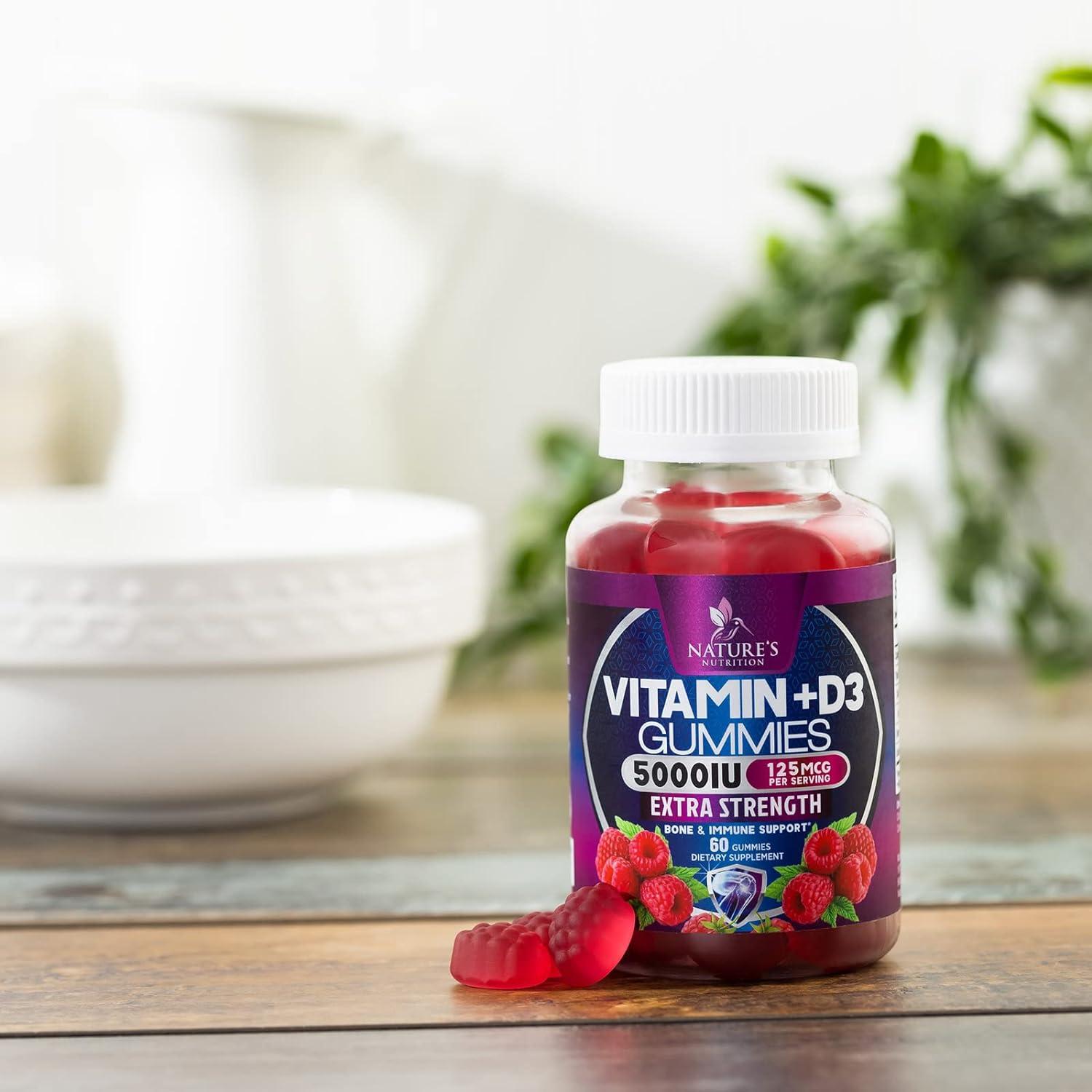Vitamin D3 Gummies 5000 IU Extra Strength 125 mcg - Bone, Muscle ...