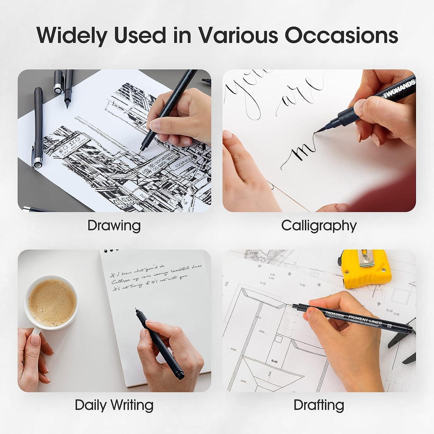 Set of 12 Fine Point Micro Pens for Art Sketching Waterproof Pigment ...