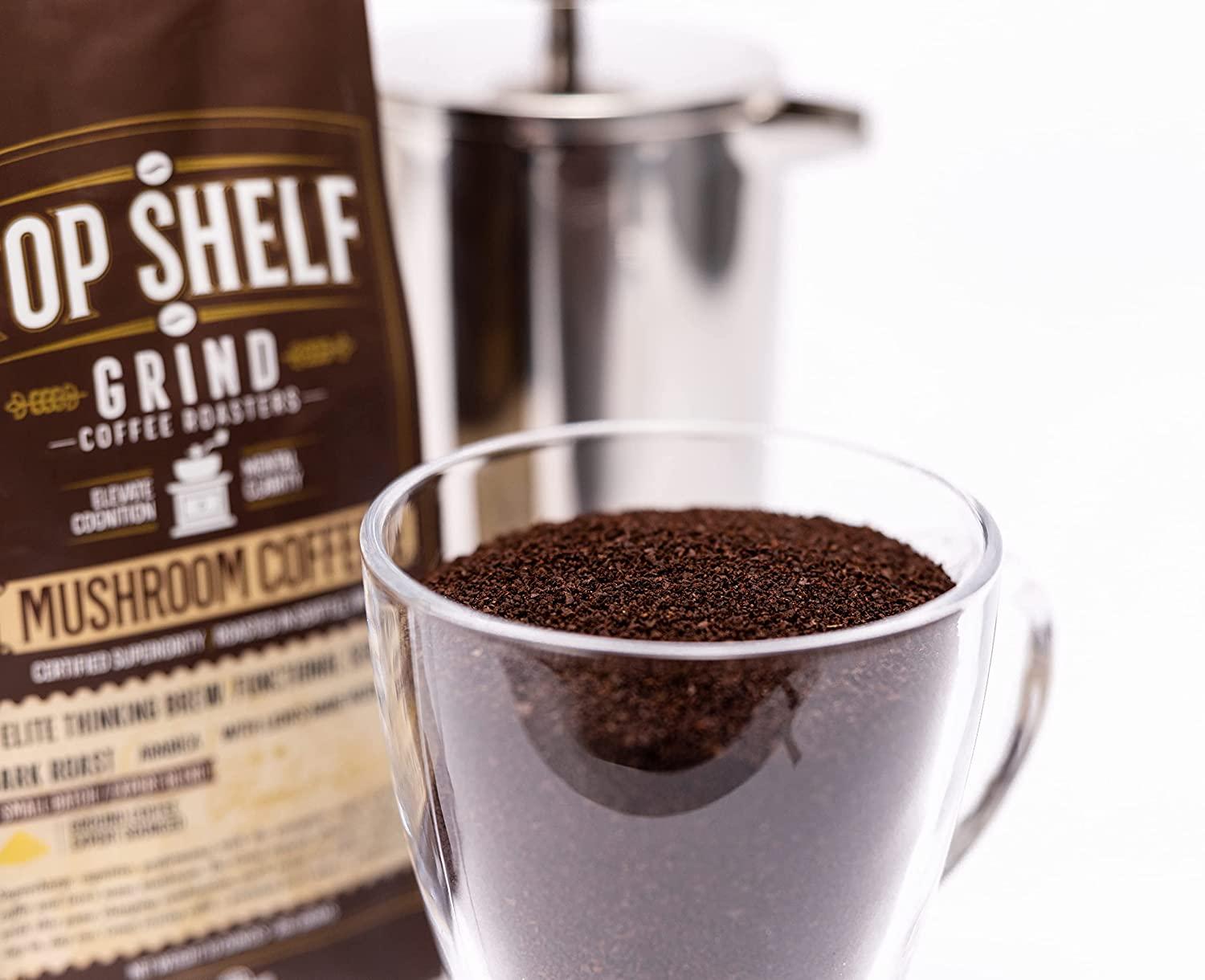 Organic Lions Mane Mushroom Coffee Ground Dark Roast for Focus & Memory ...