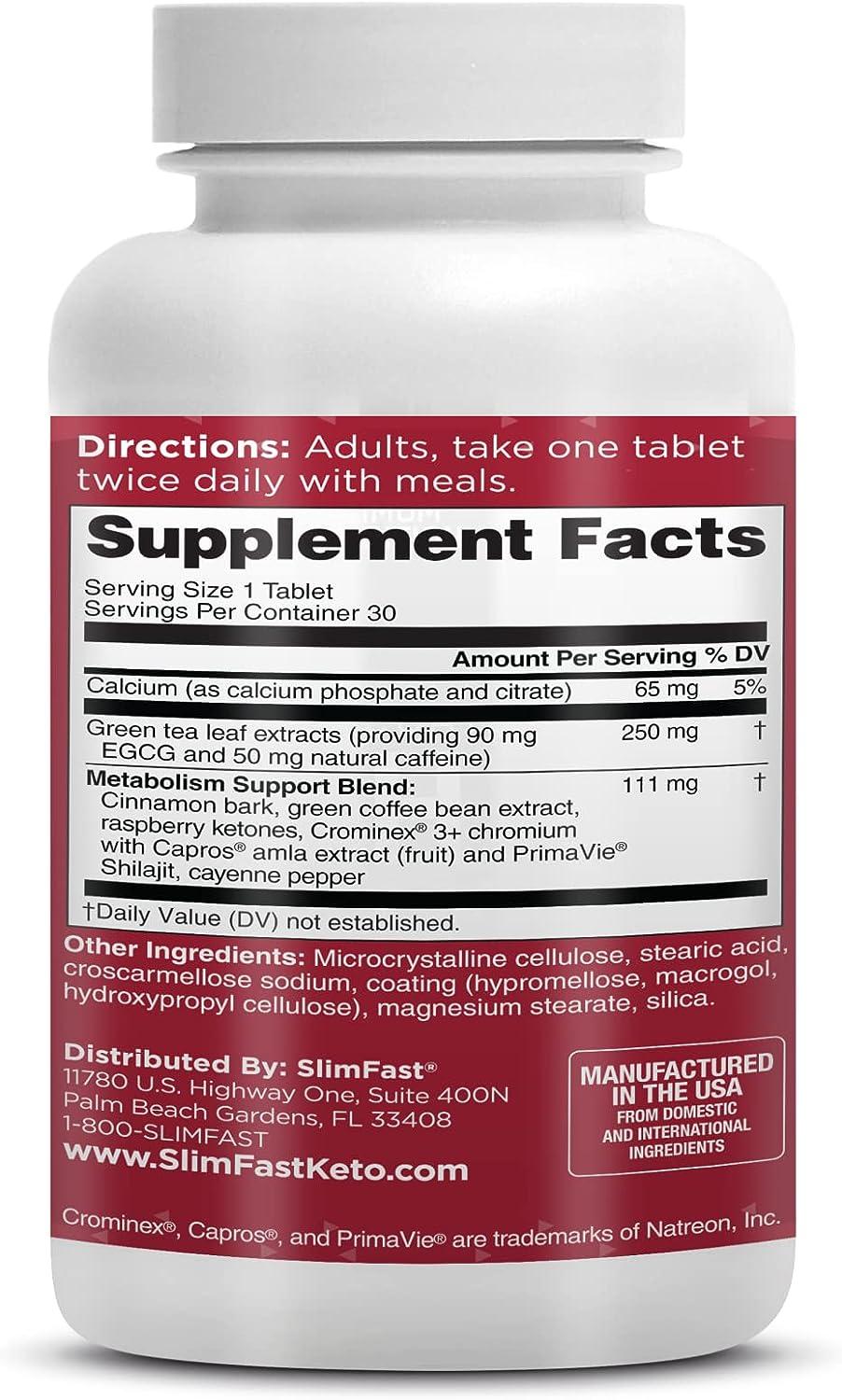 SlimFast Keto Metabolism Support Tablets - Green Tea, Chromium, Green ...