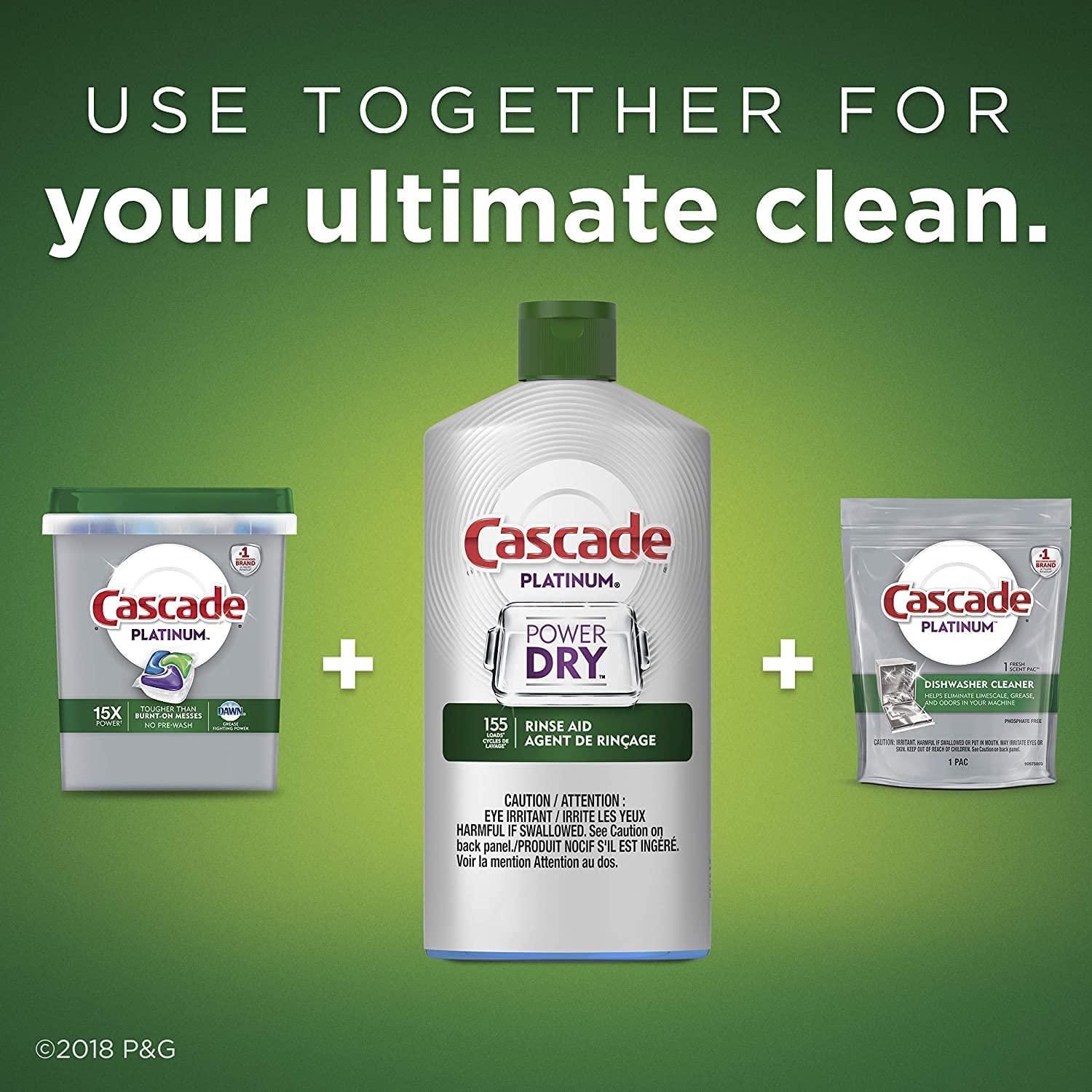 Cascade Rinse Aid Platinum, Dishwasher Rinse Agent, Regular Scent, 30.5 oz