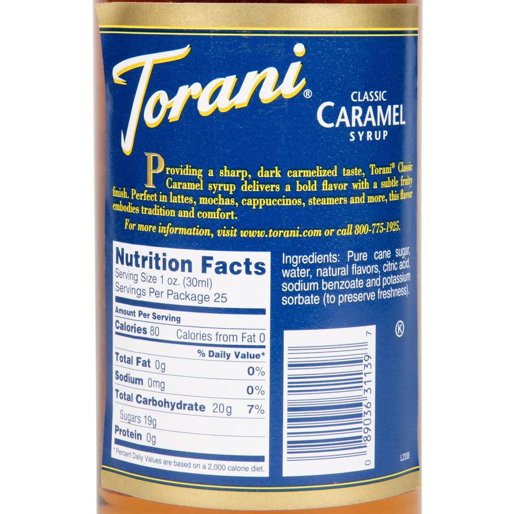 Torani Classic Caramel Syrup 750mL - Premium Flavoring for Coffee ...