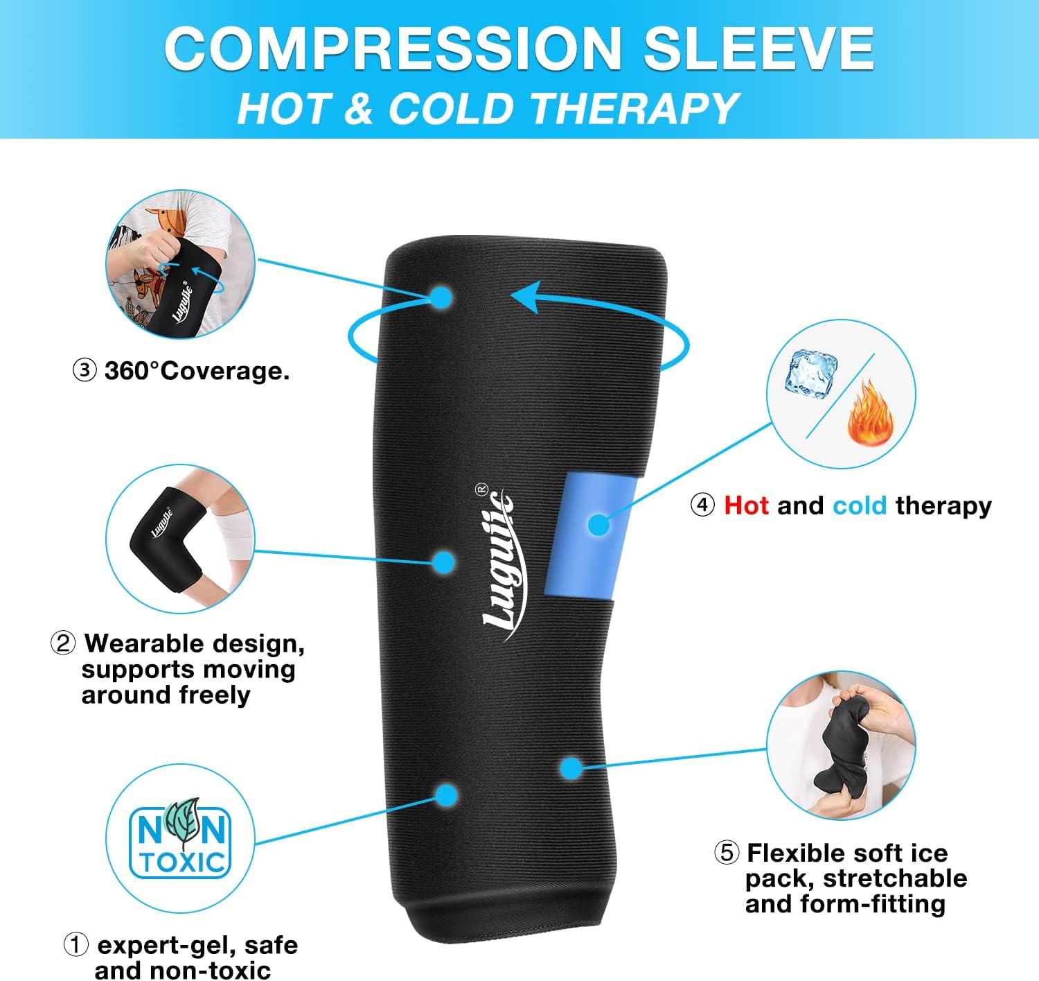 Luguiic Knee & Elbow Ice Pack Cold Compression Sleeve - Reusable Pain ...