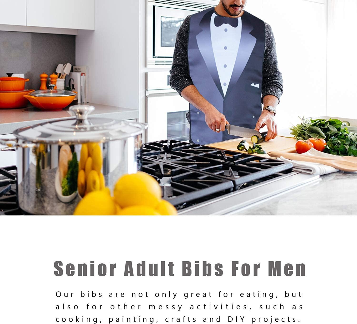 3 Pack Adult Bibs for Eating - Bow Tie Design - Washable & Reusable ...