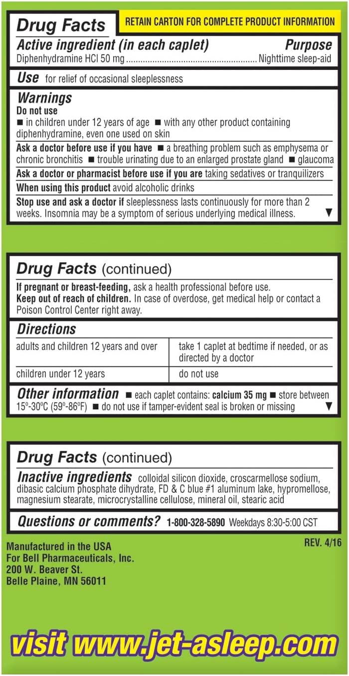 Jet-Asleep Double Strength Nighttime Sleep-Aid 100 Count - Deep Sleep ...