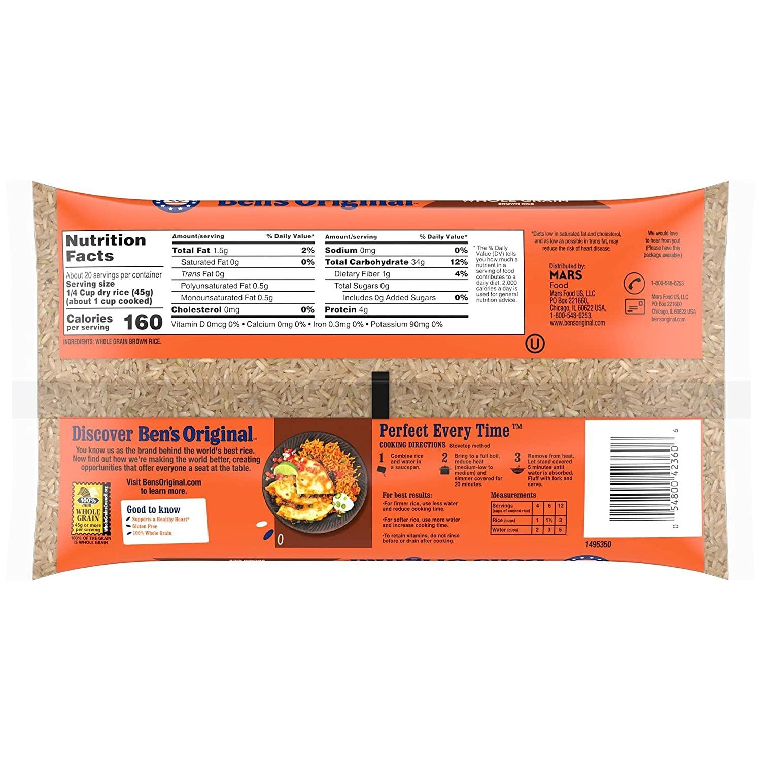 BEN'S ORIGINAL Whole Grain Brown Rice 2 lb Bag - Pack of 1 | Buy Now ...