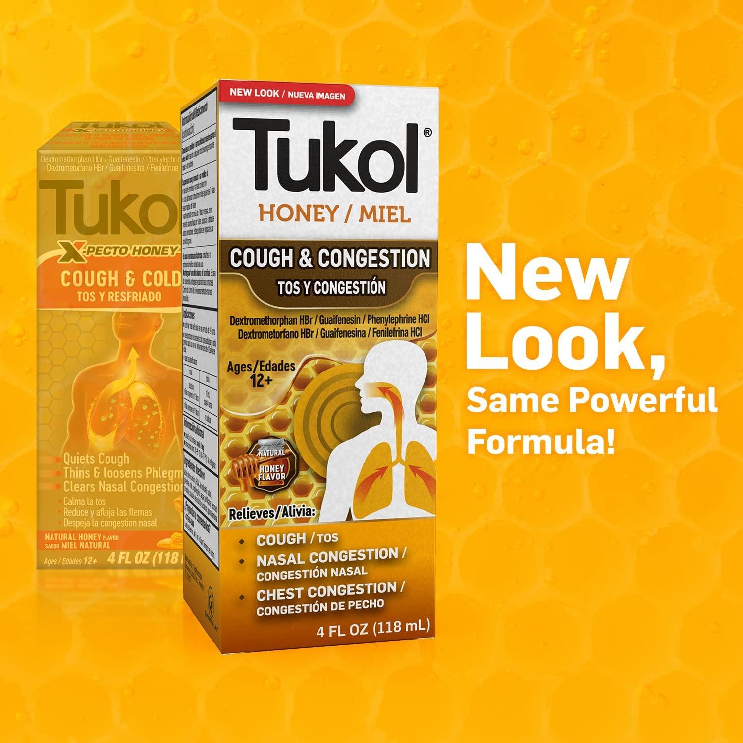 TUKOL Adult X-Pecto Miel Honey Cold Syrup 4 oz - Fast Relief for Colds