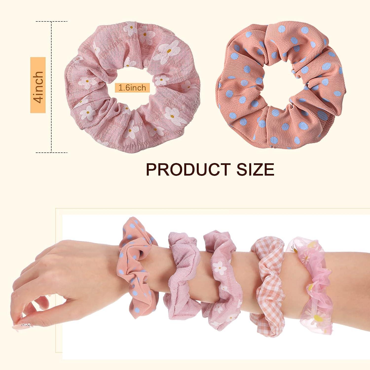 Crowye 30 Pcs Cute Hair Scrunchies - Kawaii Colorful Daisy Print, Polka ...