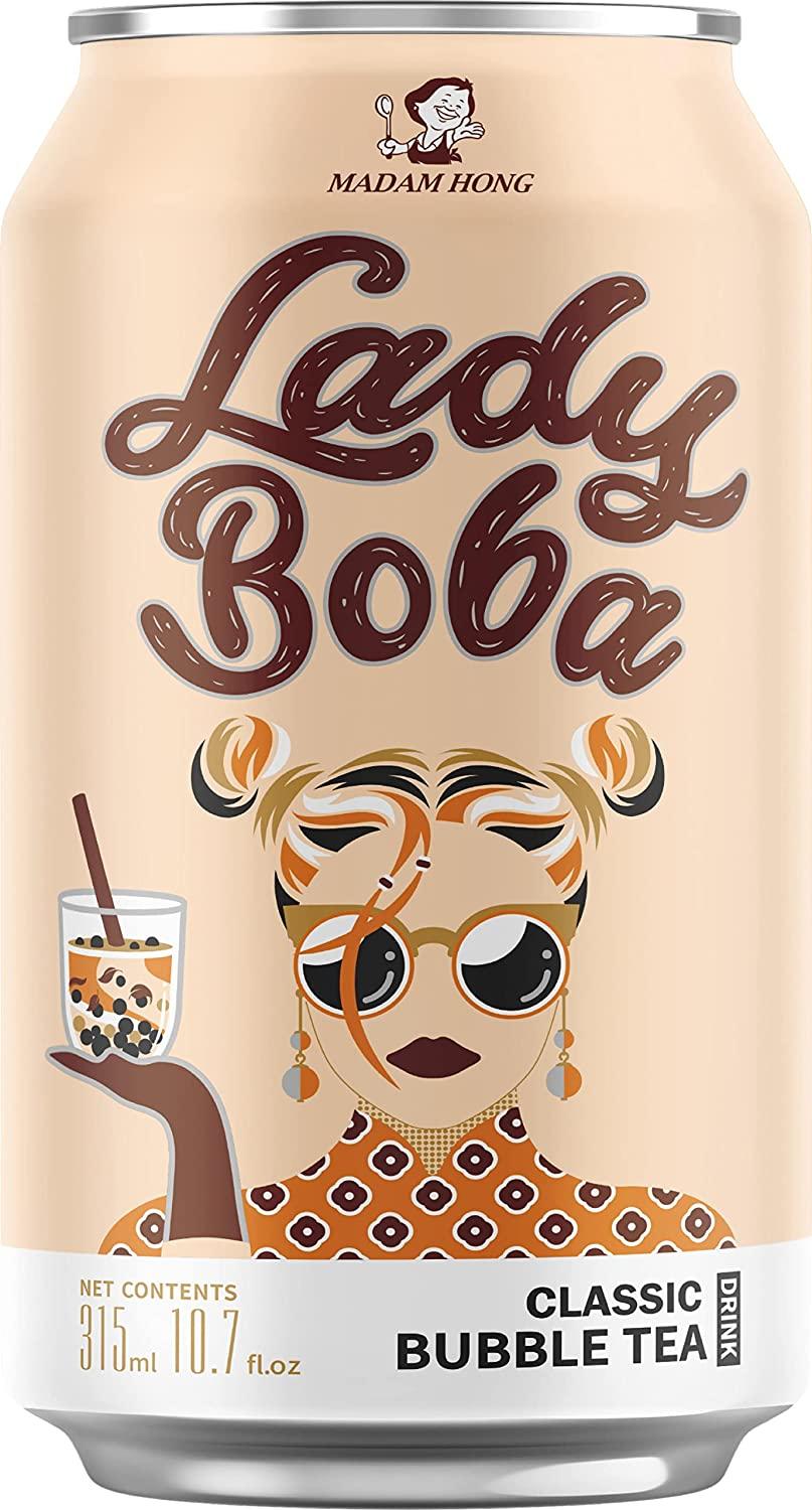 (Pack of 12) Lady Boba Milk Bubble Tea with Boba Pearls in a Can (10 ...