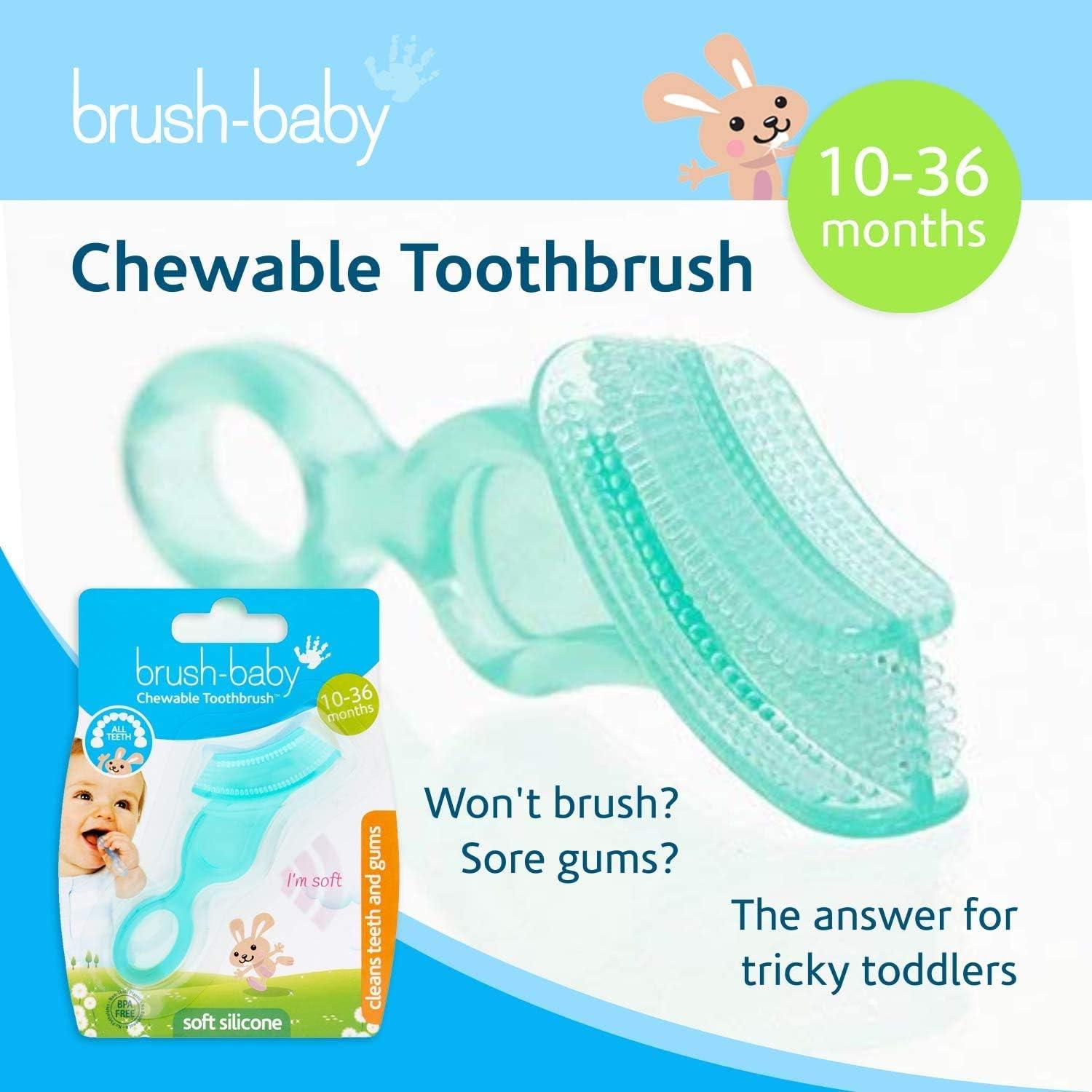 Brush-Baby Chewable Toothbrush and Teether (10-36 Months) - Teal | For ...