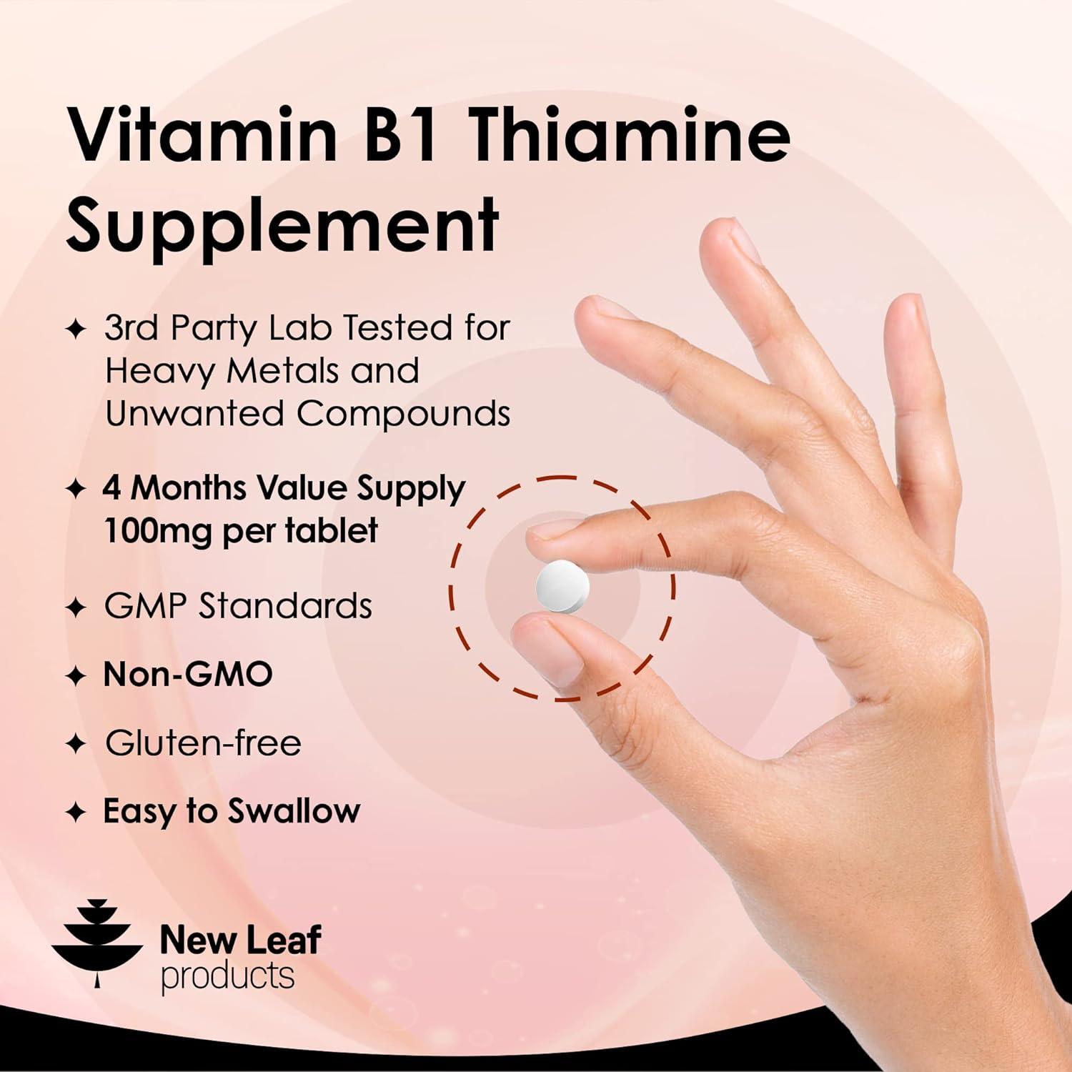 Vitamin B1 Thiamine 100mg Supplement - 4 Months Supply - Heart & Immune ...