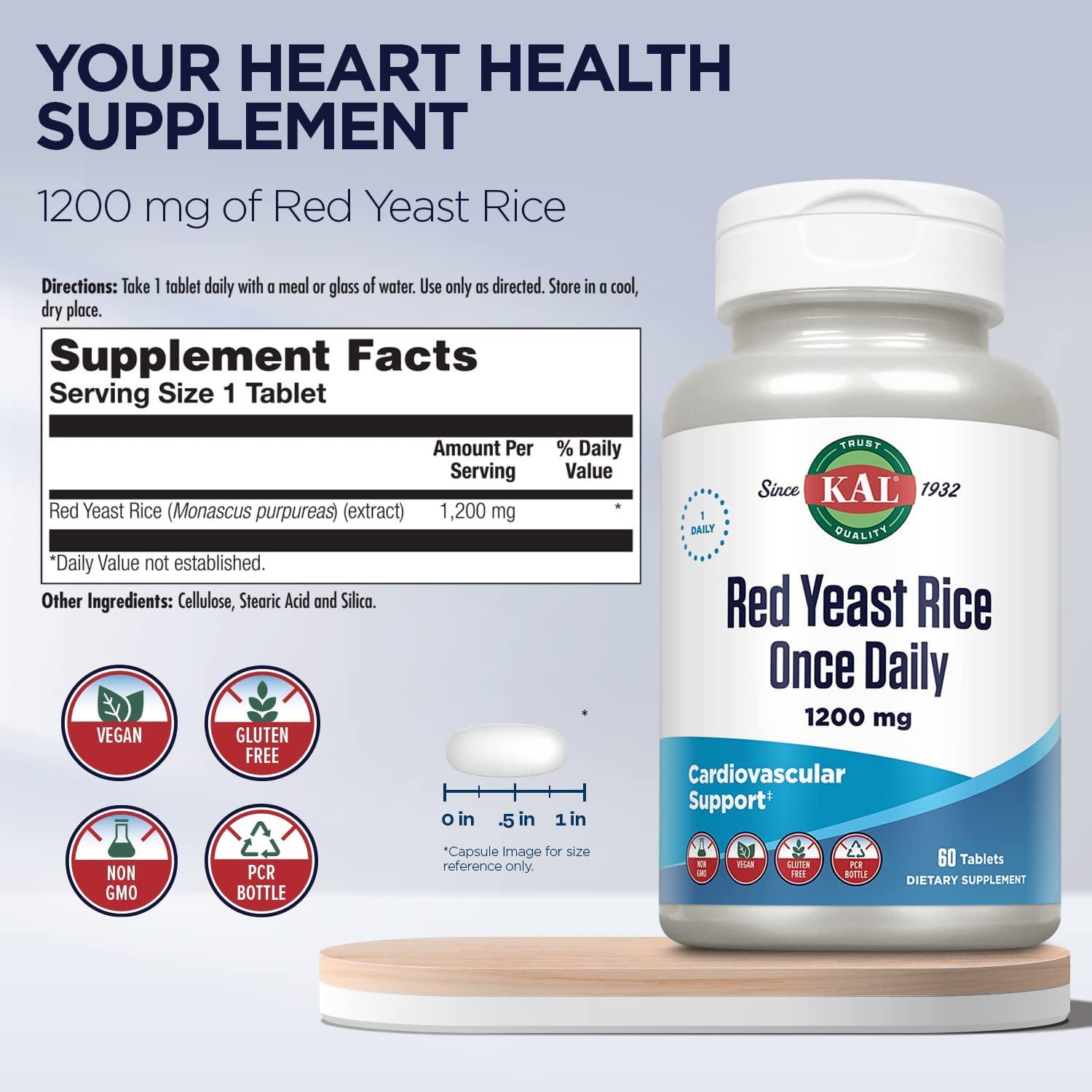 KAL 1200 Mg Red Rice Supplement - 60 Count (Pack of 1) | Buy Now with ...