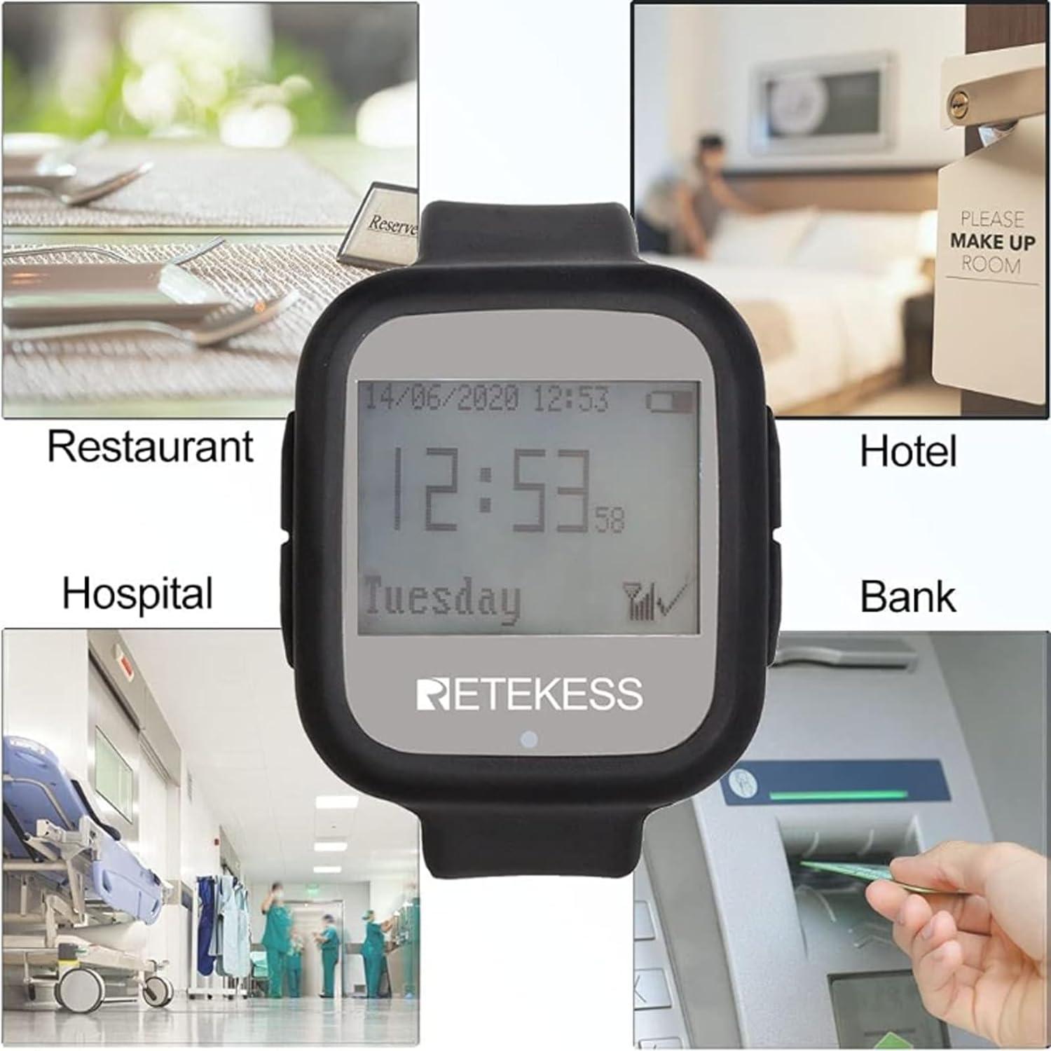 Retekess TD106 Waterproof Watch Receiver for Restaurant Paging System ...