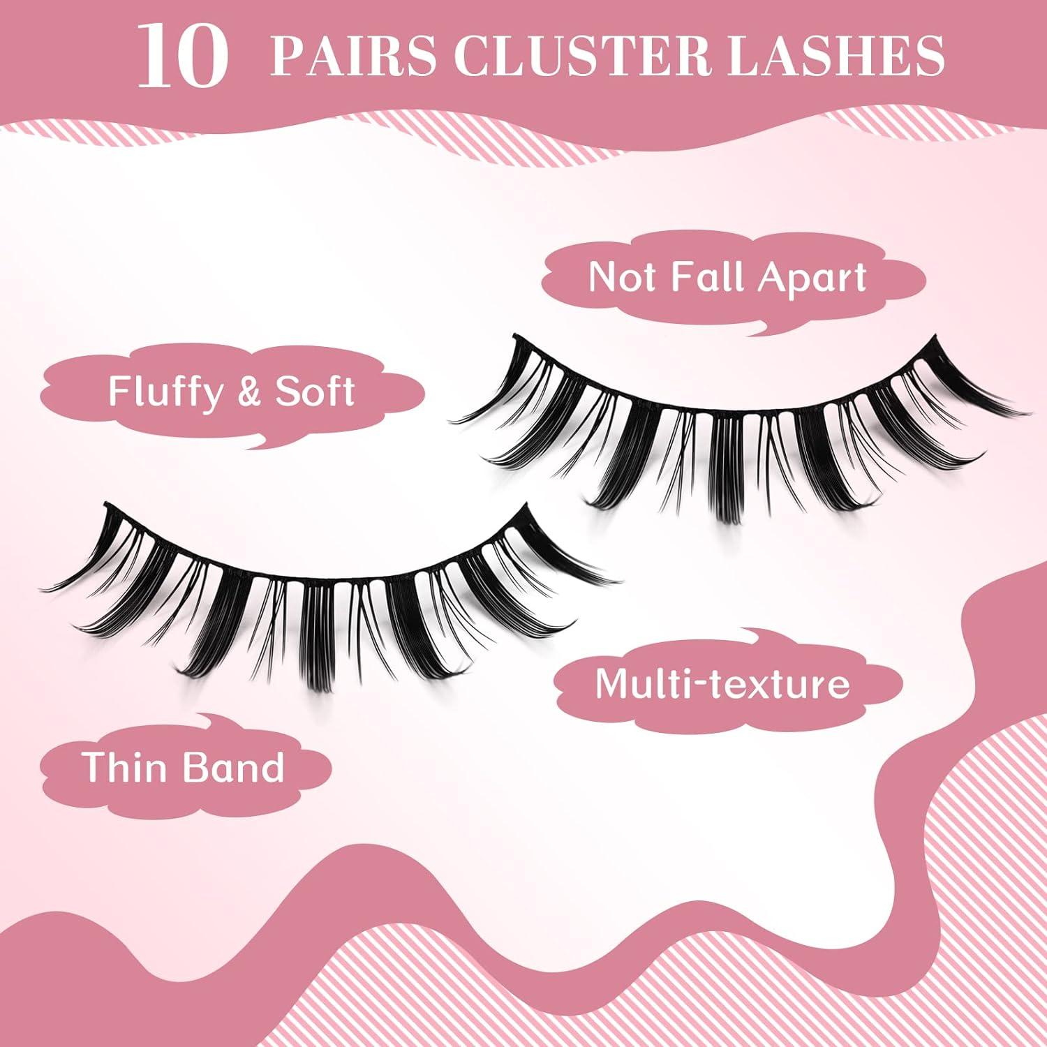 Lash Clusters 10 Pairs Manga Lashes - Natural Look, Soft & Easy to Wear ...