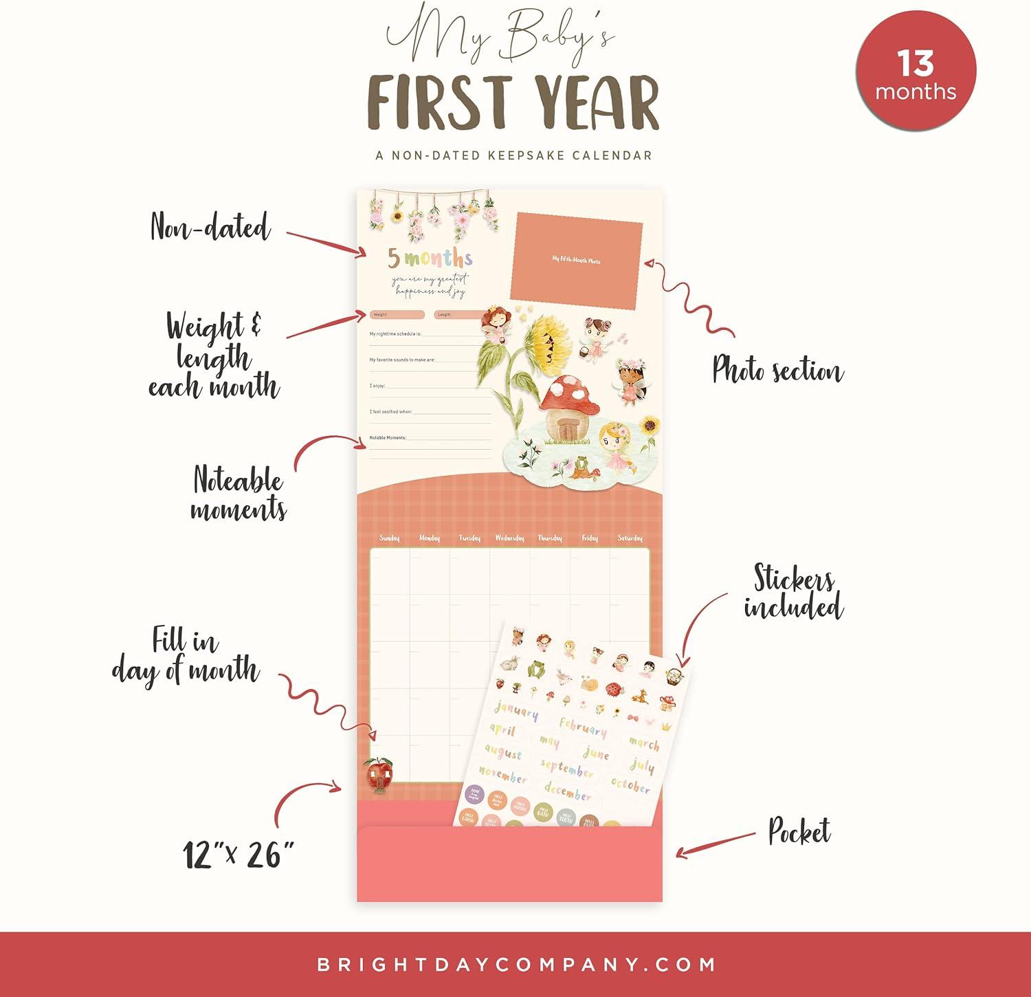 Baby's First Year Calendar by Bright Day - 1st Year Tracker - Journal ...