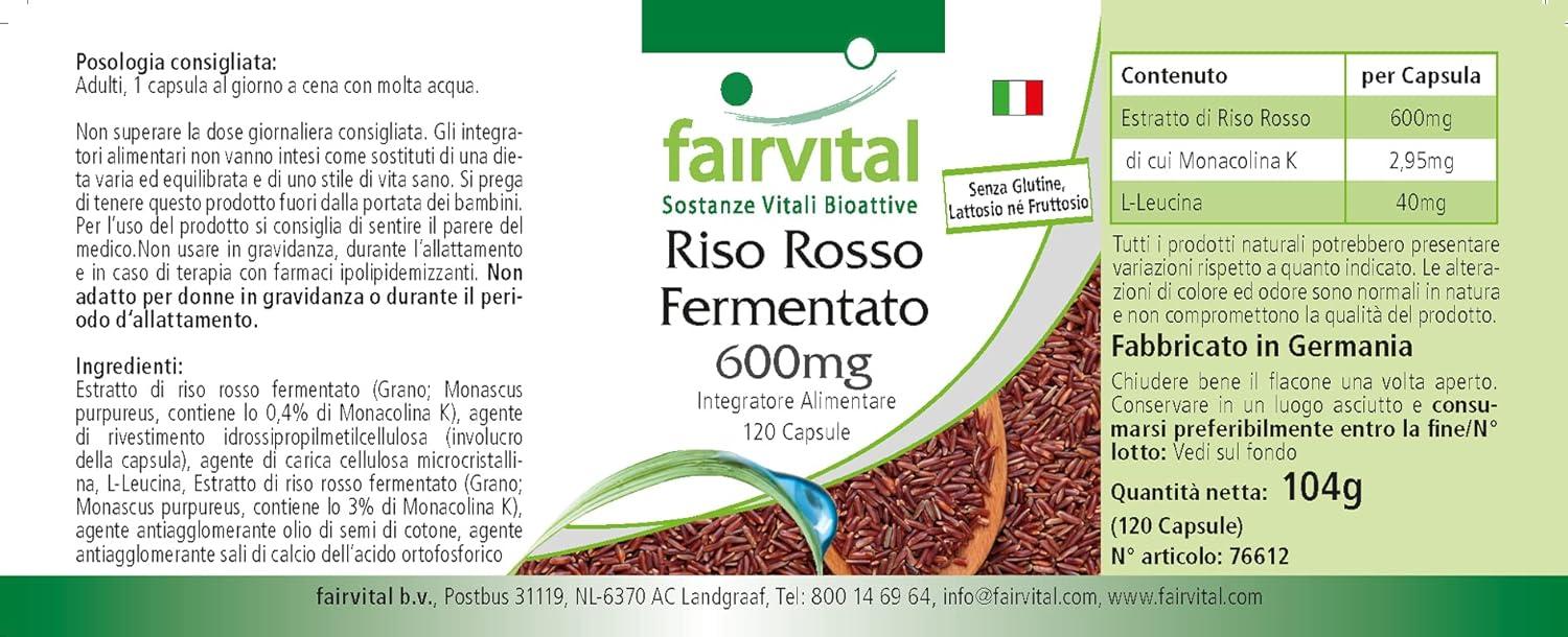 Fairvital Fermented Red Rice 600mg Capsules | High-Dosage Monascus ...