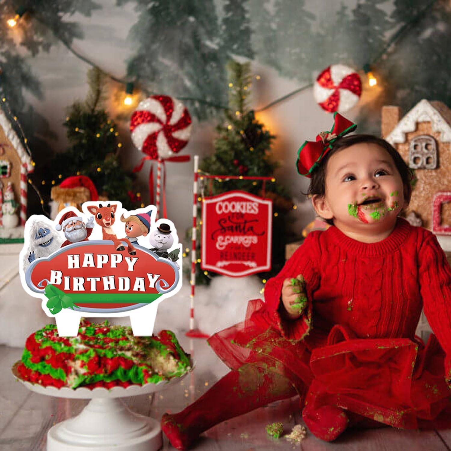 Rudolph the Red Nosed Reindeer Birthday Party Cake Topper 37Pcs ...