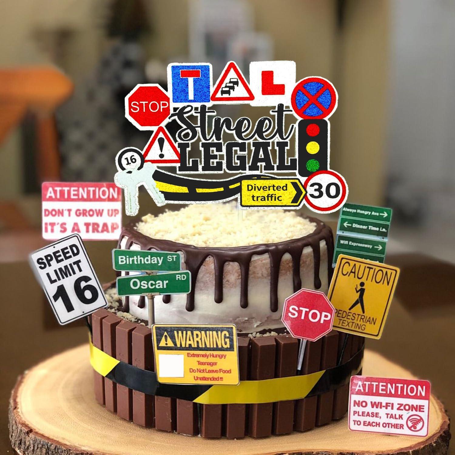 New Driver Cake Topper Street Legal Cake Decor Caution New Driver Party ...