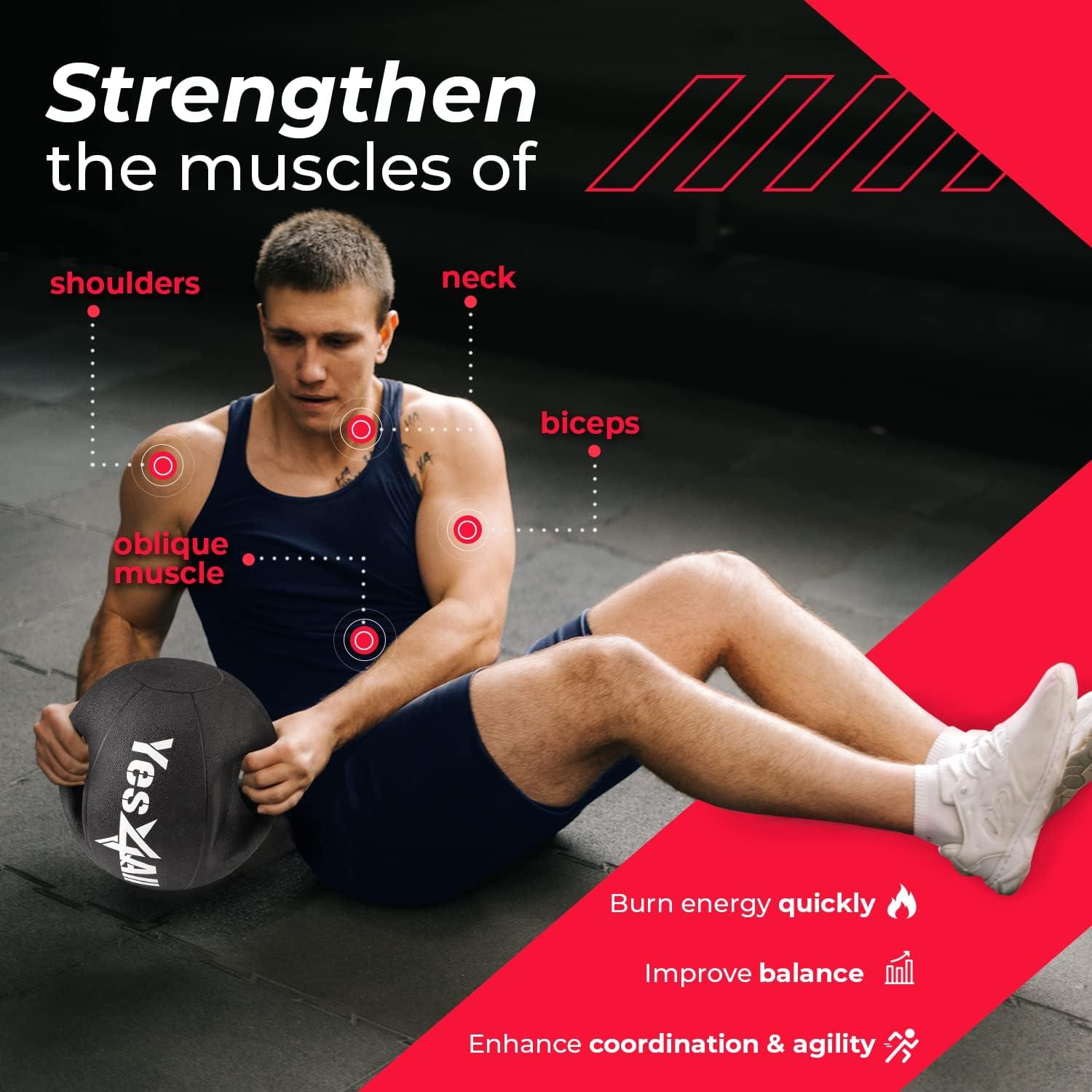 Yes4All 8/10/12/20LB Weighted Medicine Ball with Anti-Slip Handles for ...
