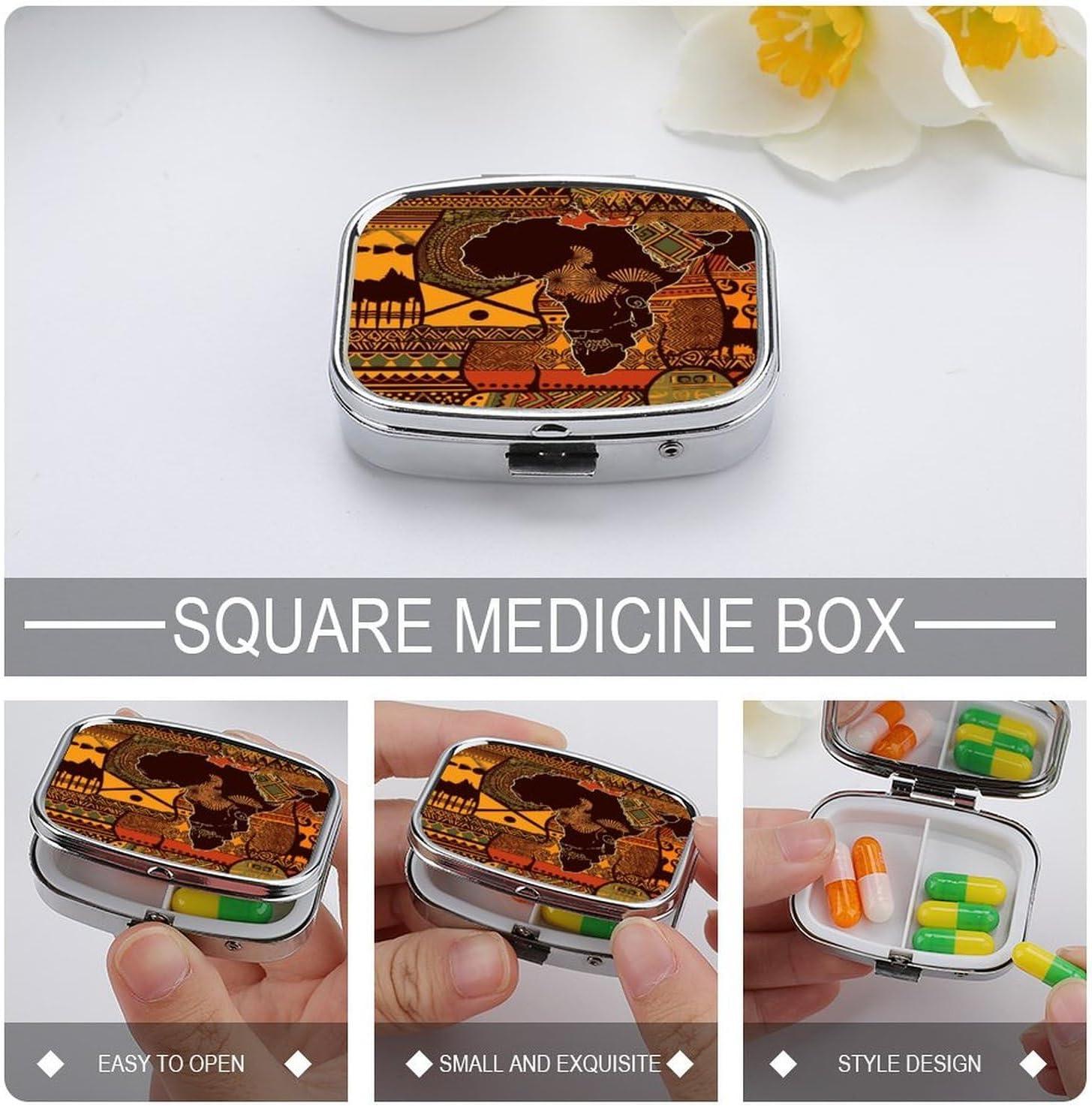 Pill Box African Map Ethnic Pattern | 2 Compartment Medicine Organizer ...