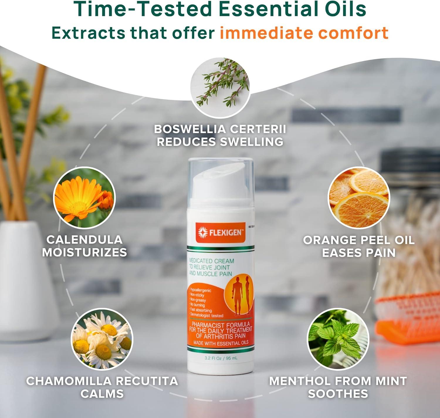 FLEXIGEN Topical Pain Relief Cream for Joint & Muscle Aches - 3.2 Fl Oz ...