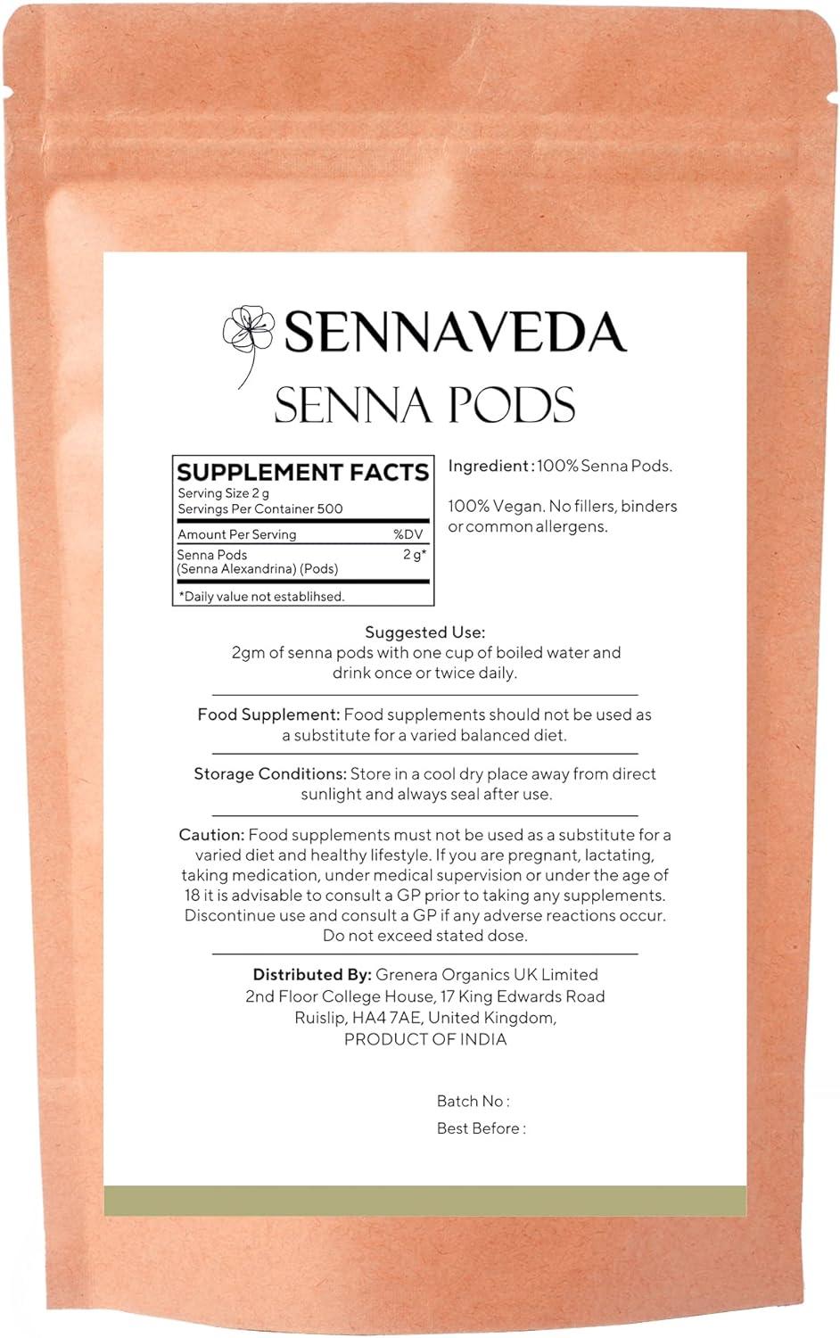 Sennaveda Pure Senna Pods Whole 1 kg Herbal Tea Digestive Health Detox ...