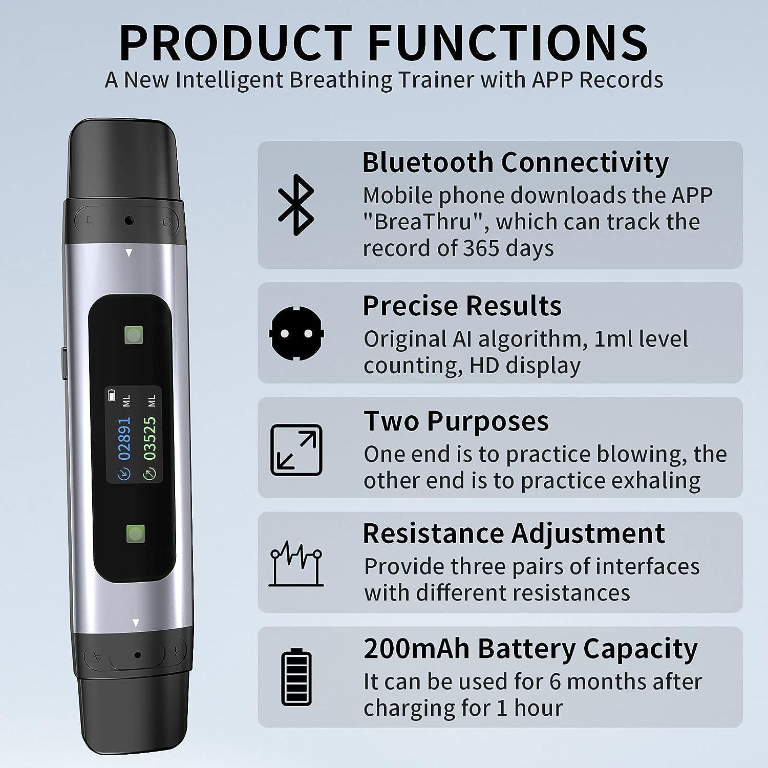 Smart Breathing Trainer with Guided App - Personal Breathing Test ...
