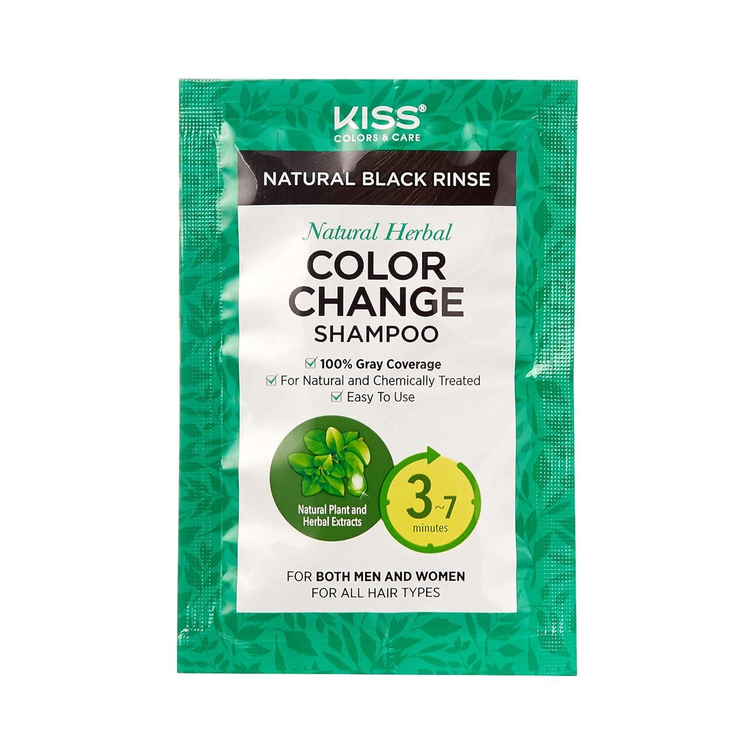 Kiss Quick Cover Natural Herbal Color Change Shampoo 3 Pack - Natural ...