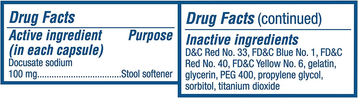 Colace Regular Strength Stool Softener | 100mg Capsules | 100 Count ...
