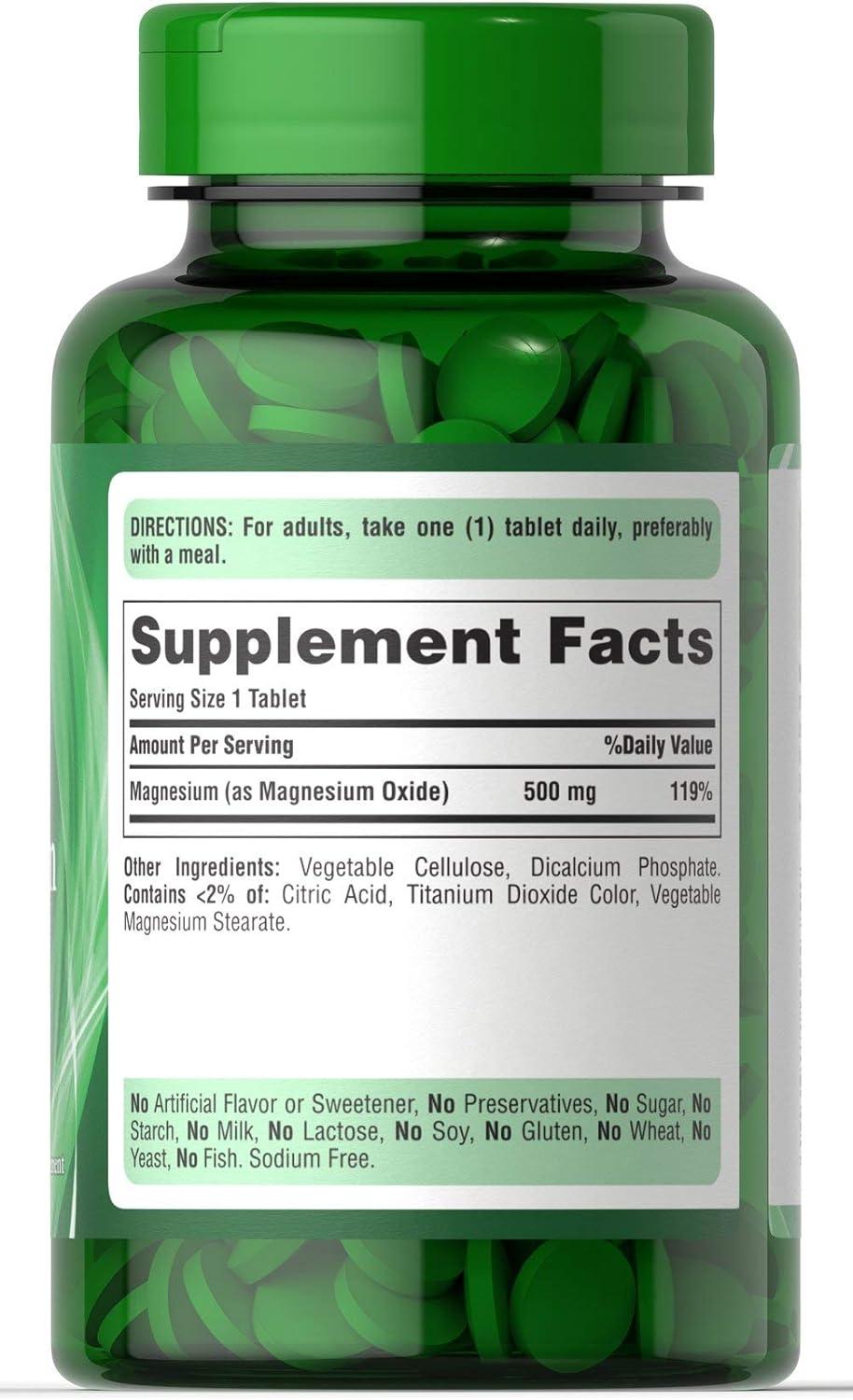 Puritan's Pride High Potency Magnesium 500mg Tablets - 100 Count | Buy ...