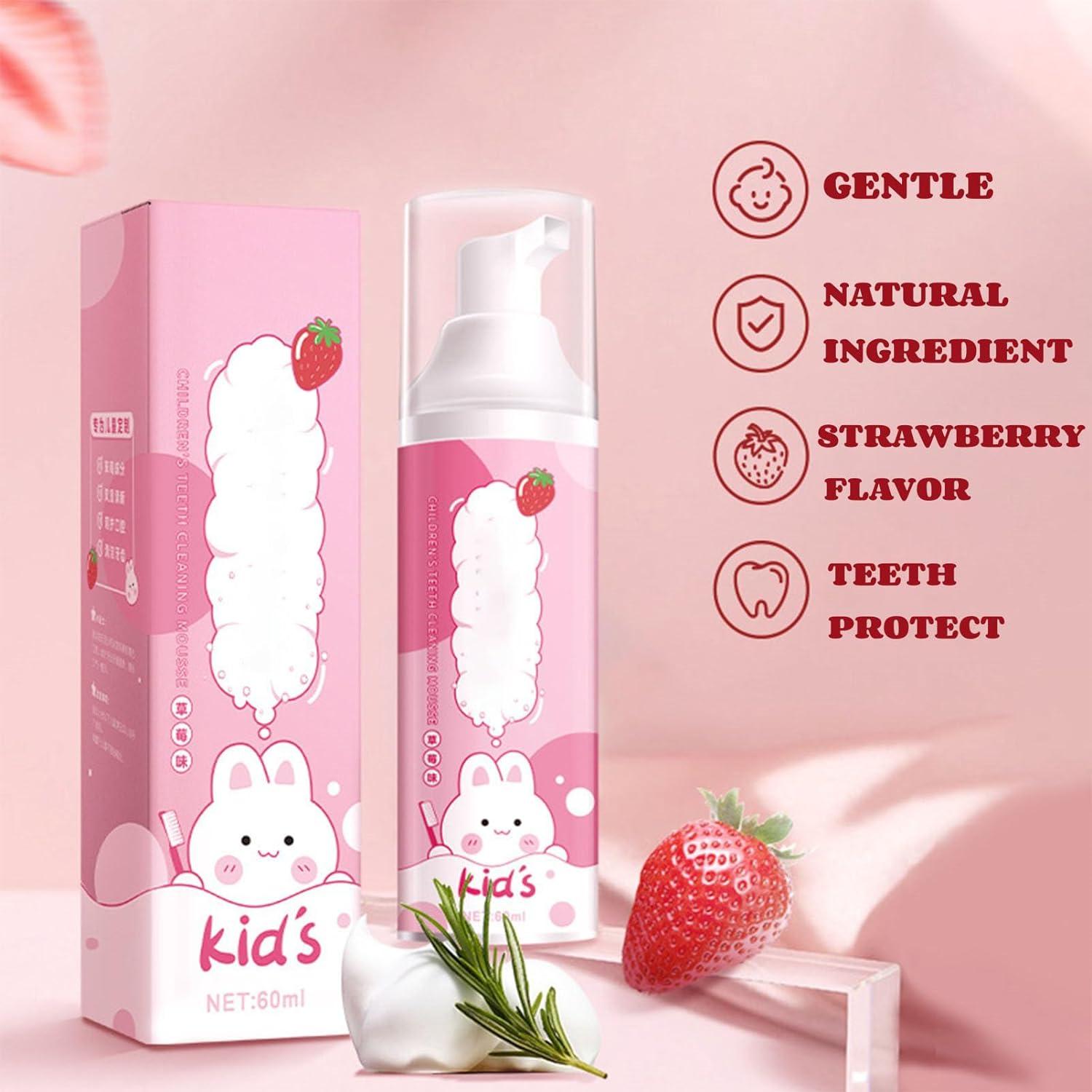 Kids Strawberry Foam Toothpaste - Low Fluoride, Natural Ingredients for ...