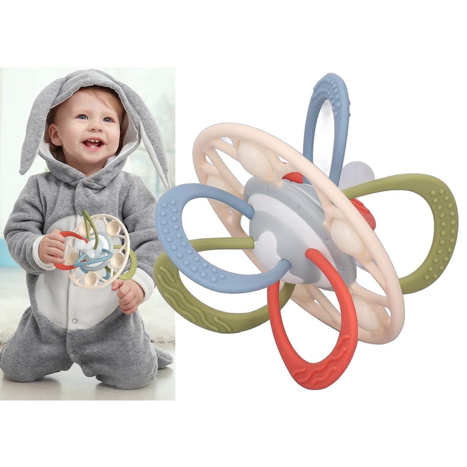 Sensory Silicone Teether for Babies - Colorful Lines | Crisp Sound ...