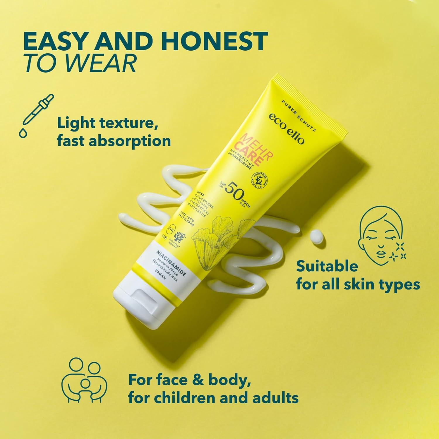 Eco Elio SPF 50 Sustainable Sun Cream 150ml 'Extra Care' - Face & Body ...