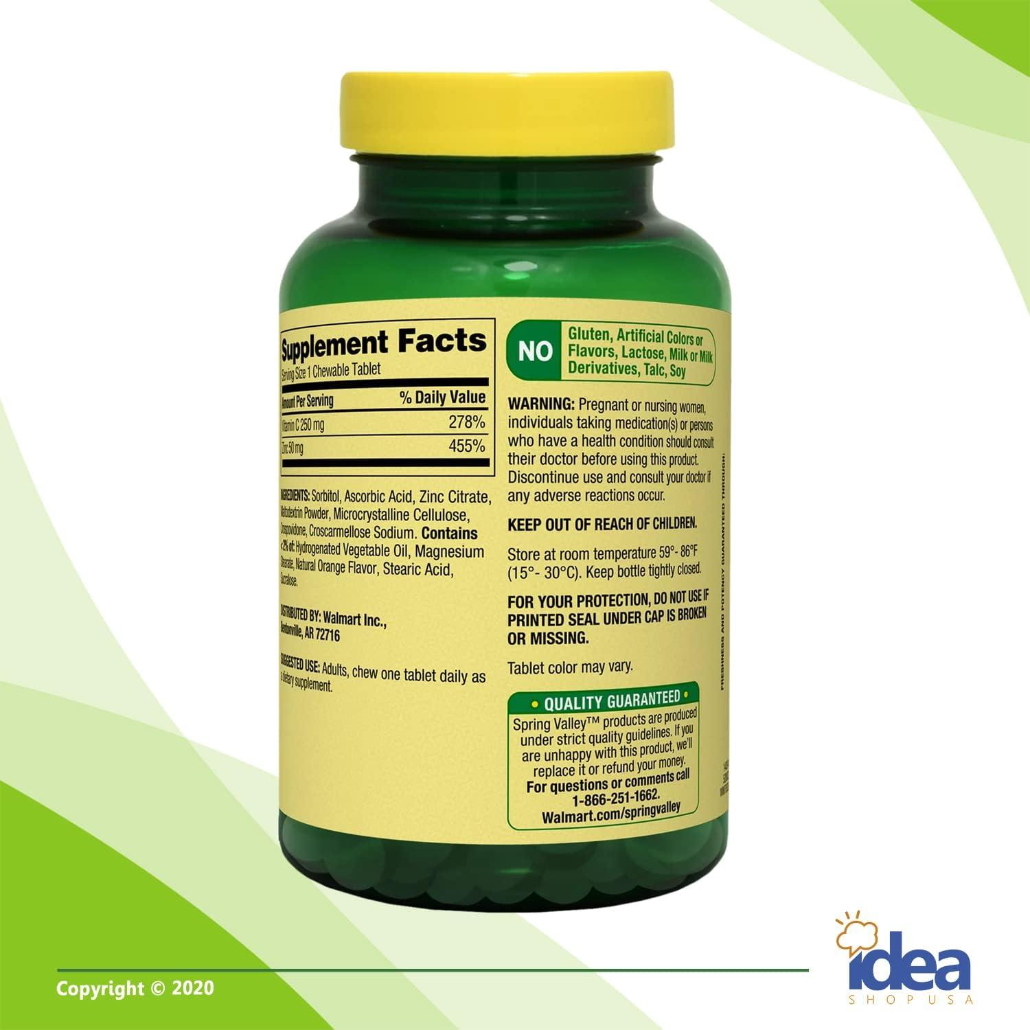 Spring Valley Zinc with Vitamin C Fast Dissolve Chewable Tablets - 150 ...