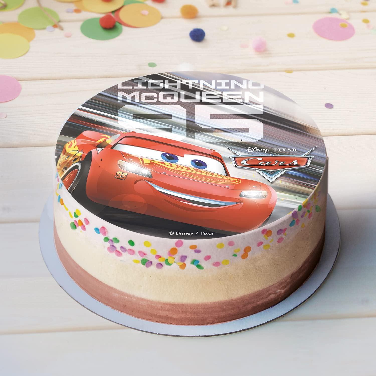 Dekora - Lightning McQueen Birthday Cake Topper Edible Disc - 20 Cm ...