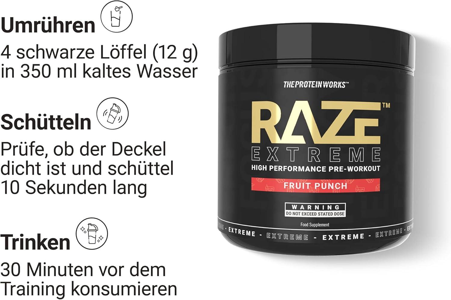 Protein Works Raze Extreme Pre-Workout Powder - Fruit Punch | Creatine ...