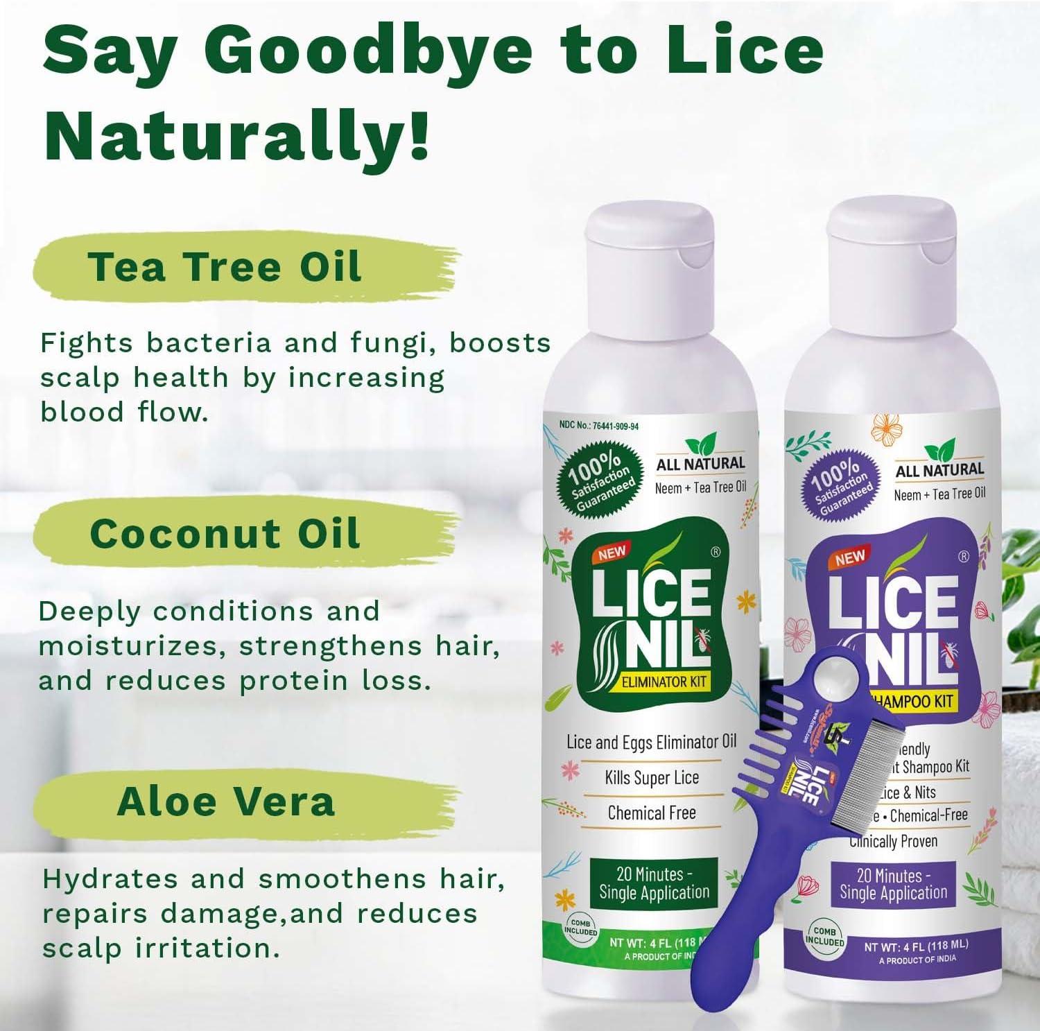 Lice Removal Super Kit - Tea Tree Coconut & Aloe Vera Oil & Shampoo (4 ...