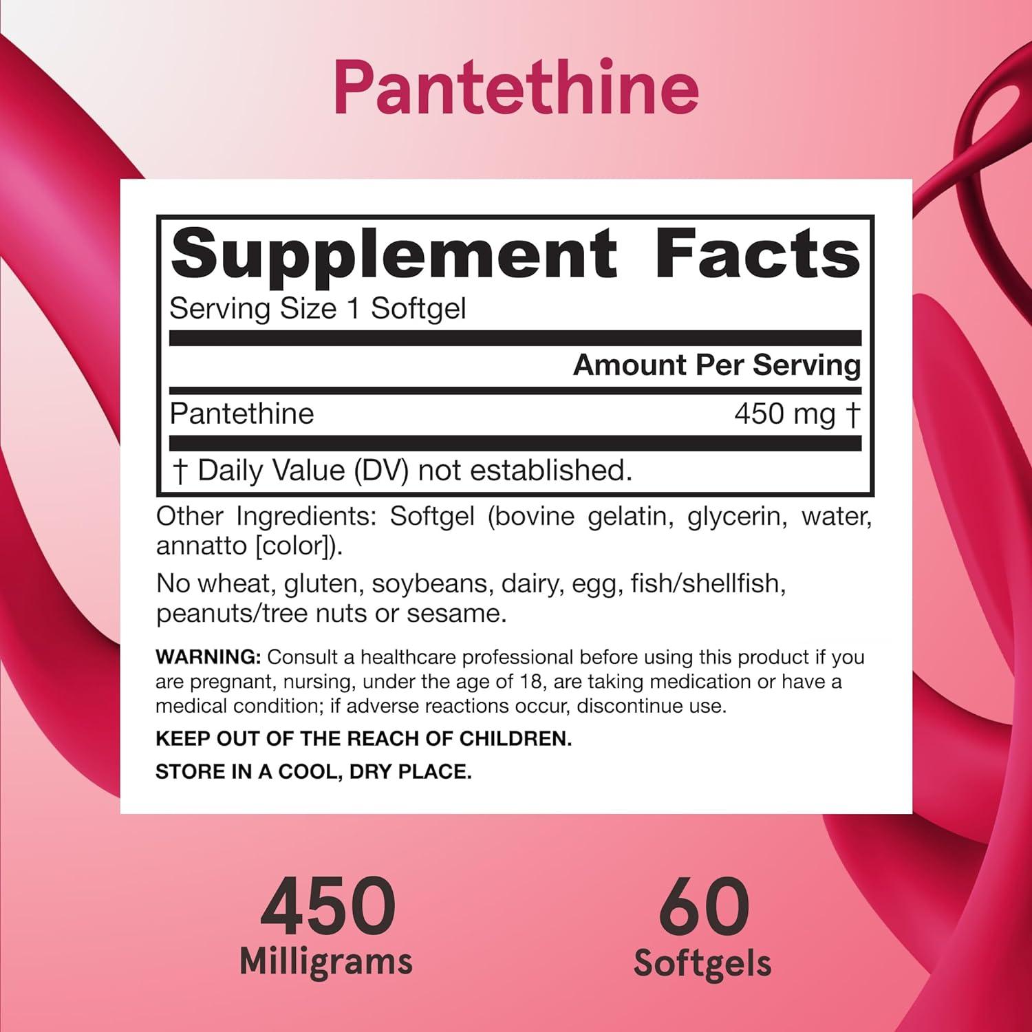 Jarrow Formulas Pantethine 450 mg - 60 Softgels for Energy & Metabolism ...