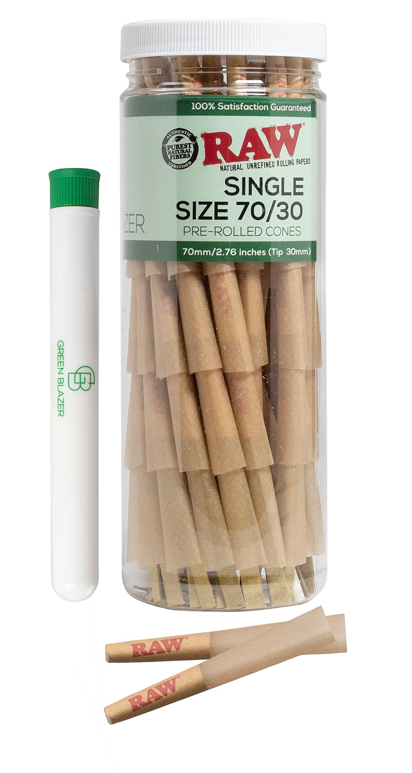 RAW Cones Single Size 70/30: 100 Pack - Mini Pre Rolled Cones & Tips ...