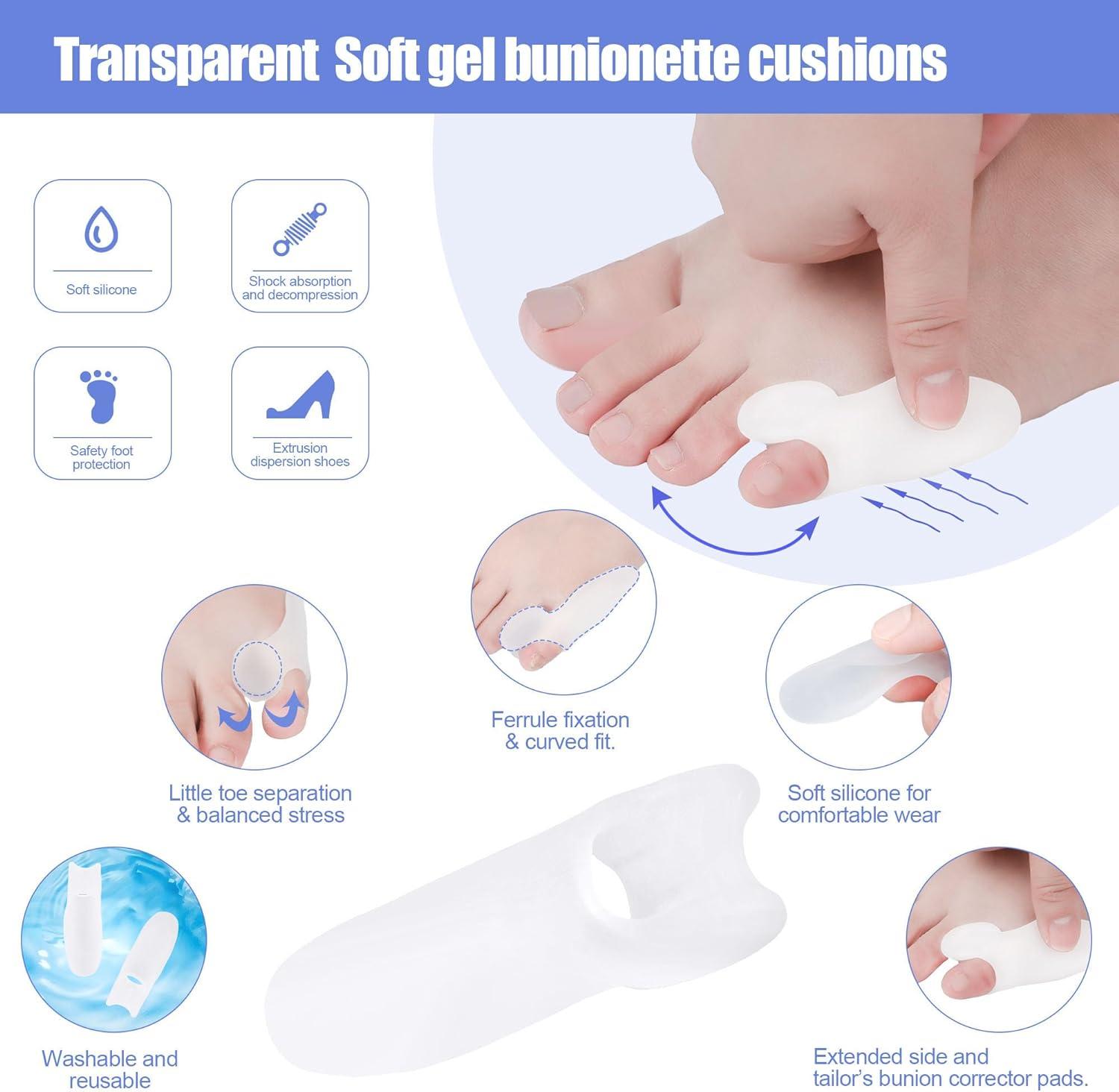 DYKOOK Pinky Toe Gel Bunion Protector - 6X Tailors Bunion Corrector ...