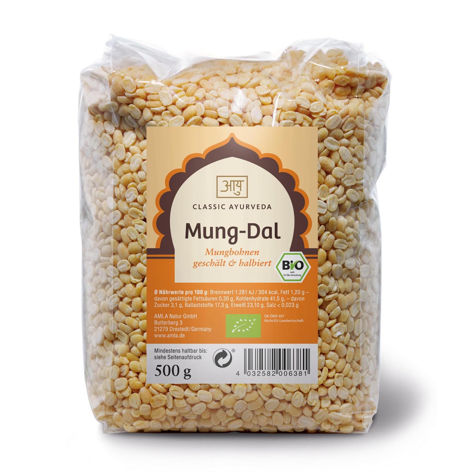 Classic Ayurveda Bio Mung Dal - 500g Mung Beans (Peeled & Halved ...