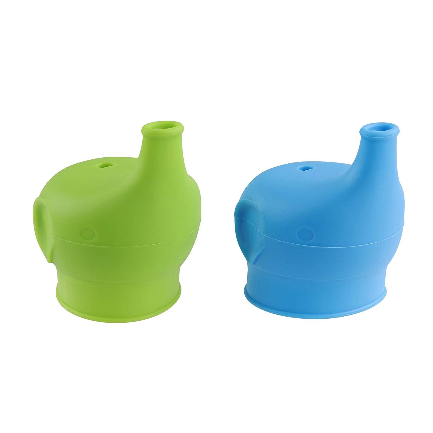 Acorn Baby Silicone Sippy Cup Lids 2pk - Blue/Green Reusable Stretch ...