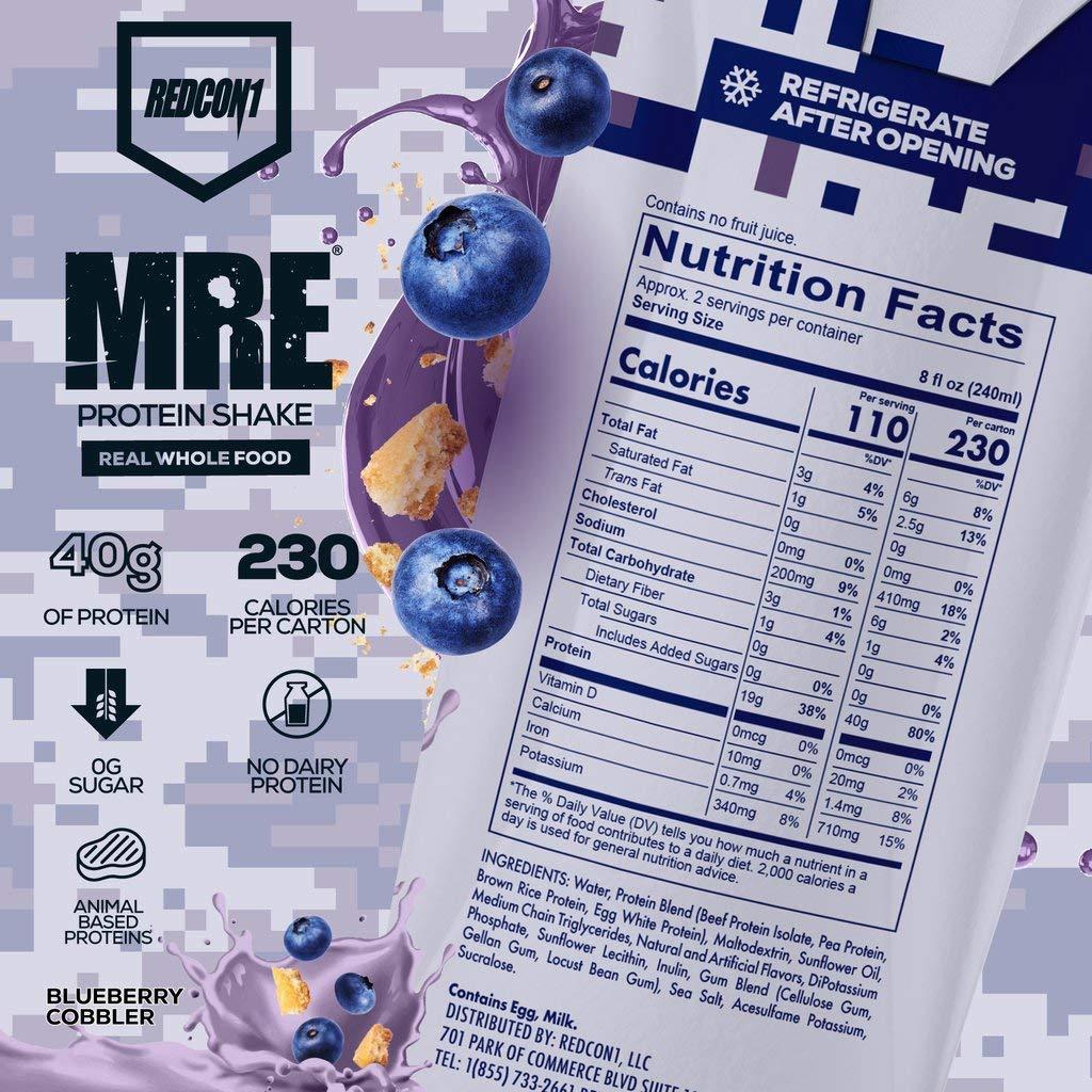 Redcon1 MRE Ready to Drink Protein Shake Blue Berry Cobbler 16.9 Fl Oz (Case of 12) - Pack of 12 ...