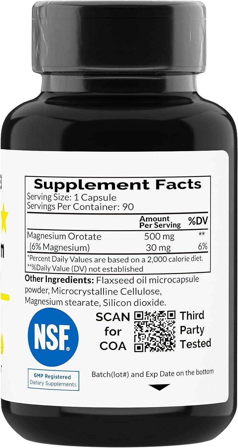 High Strength Magnesium Orotate 500mg | 90 Veg Capsules | Vegetarian ...
